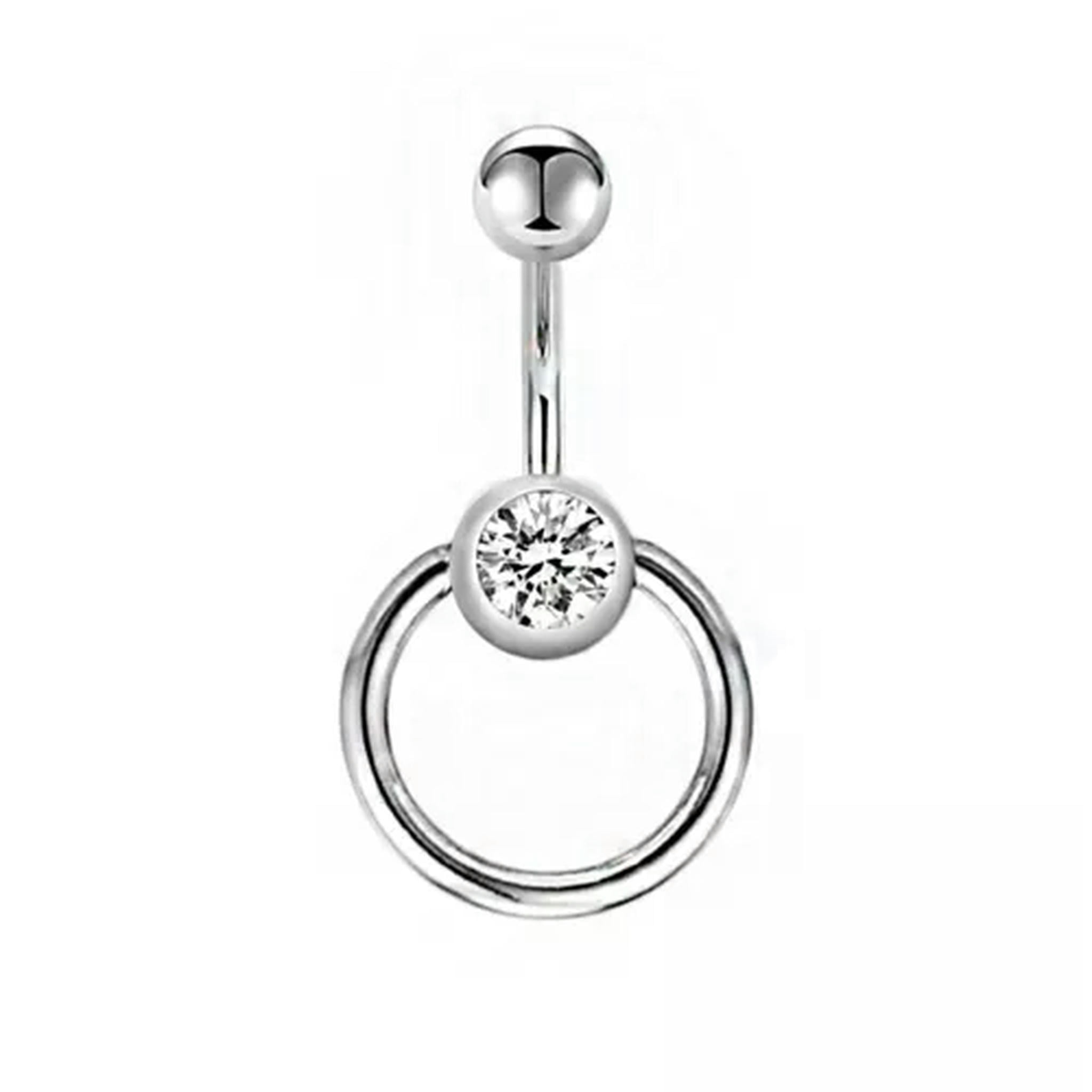 GKNET Belly Button Navel Rings Cubic Zircon Gem Body Piercing Jewellery Button Stud-Silver A ...