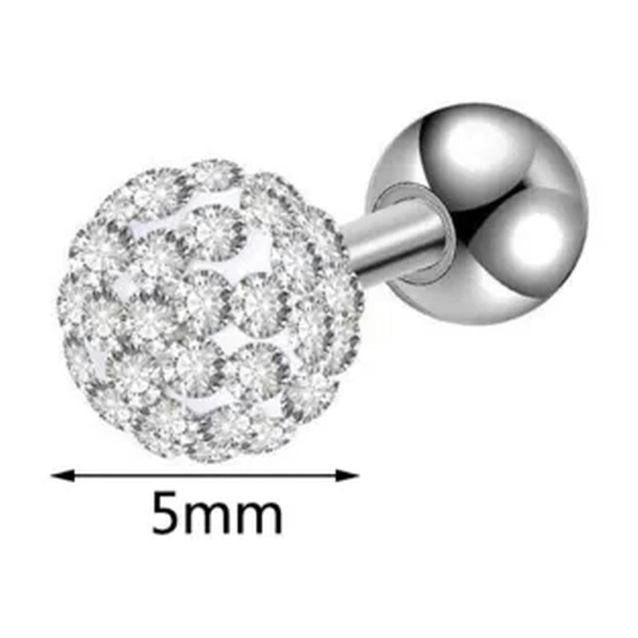 GKNET Crystal Ball Earrings Surgical Steel Ear Plugs Piercings Body ...