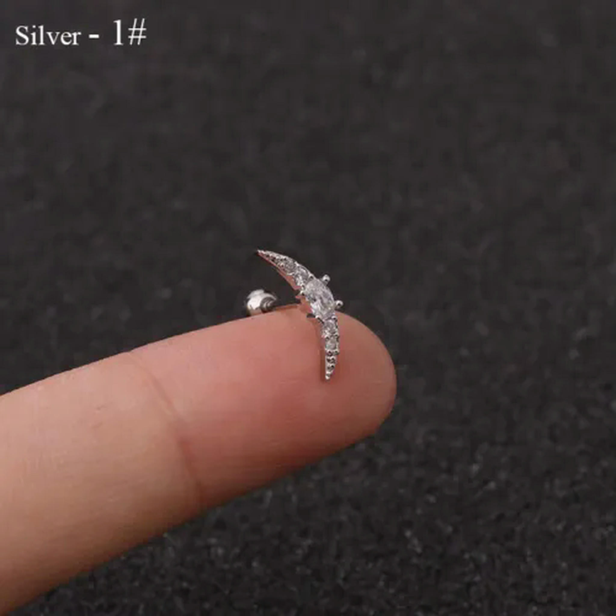 GKNET Crystal Tragus Helix Cartilage Bar Screw Earring Flat Back Ear ...