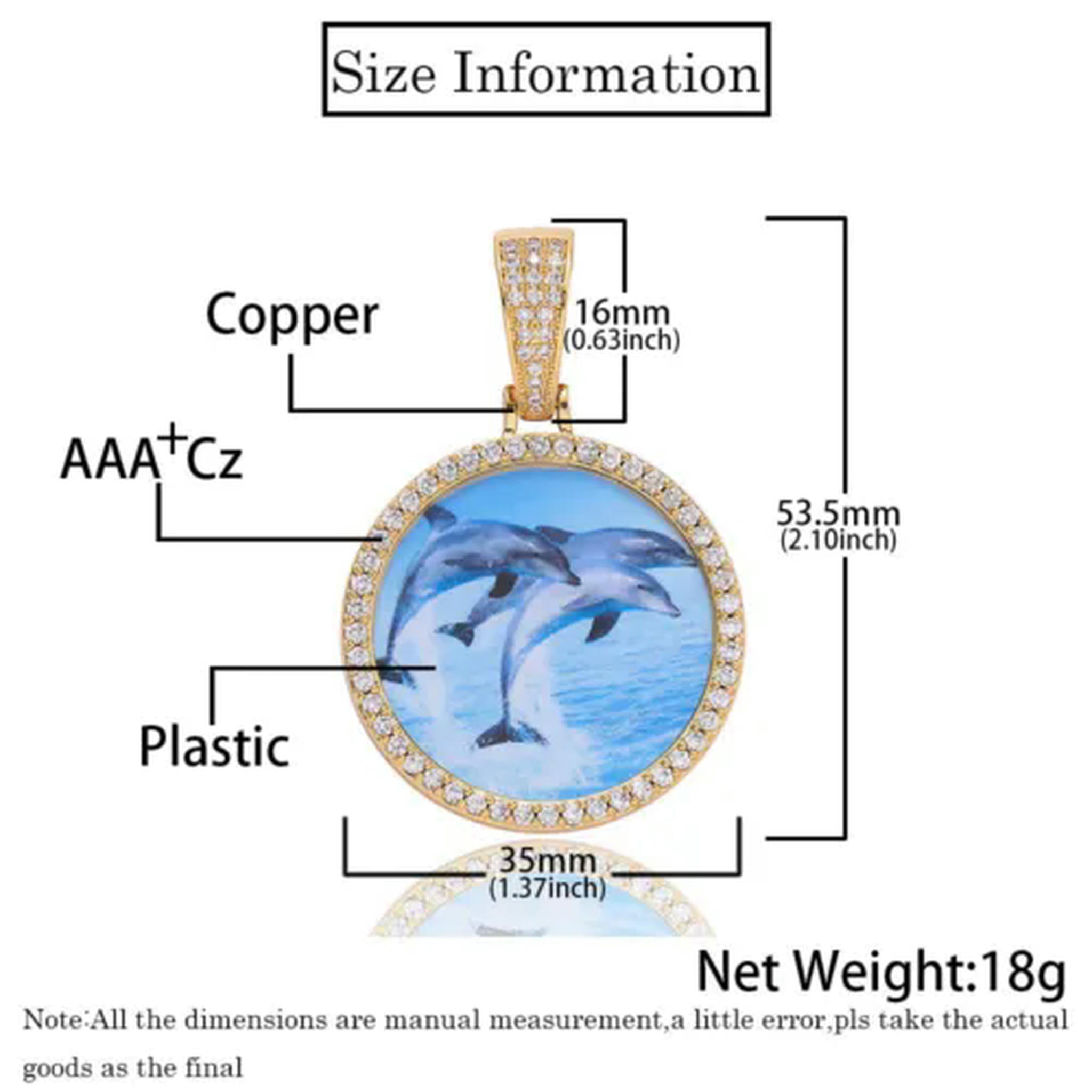 GKNET Custom Photo Pendant Necklace Round Memorial Frame Medal Pendants ...