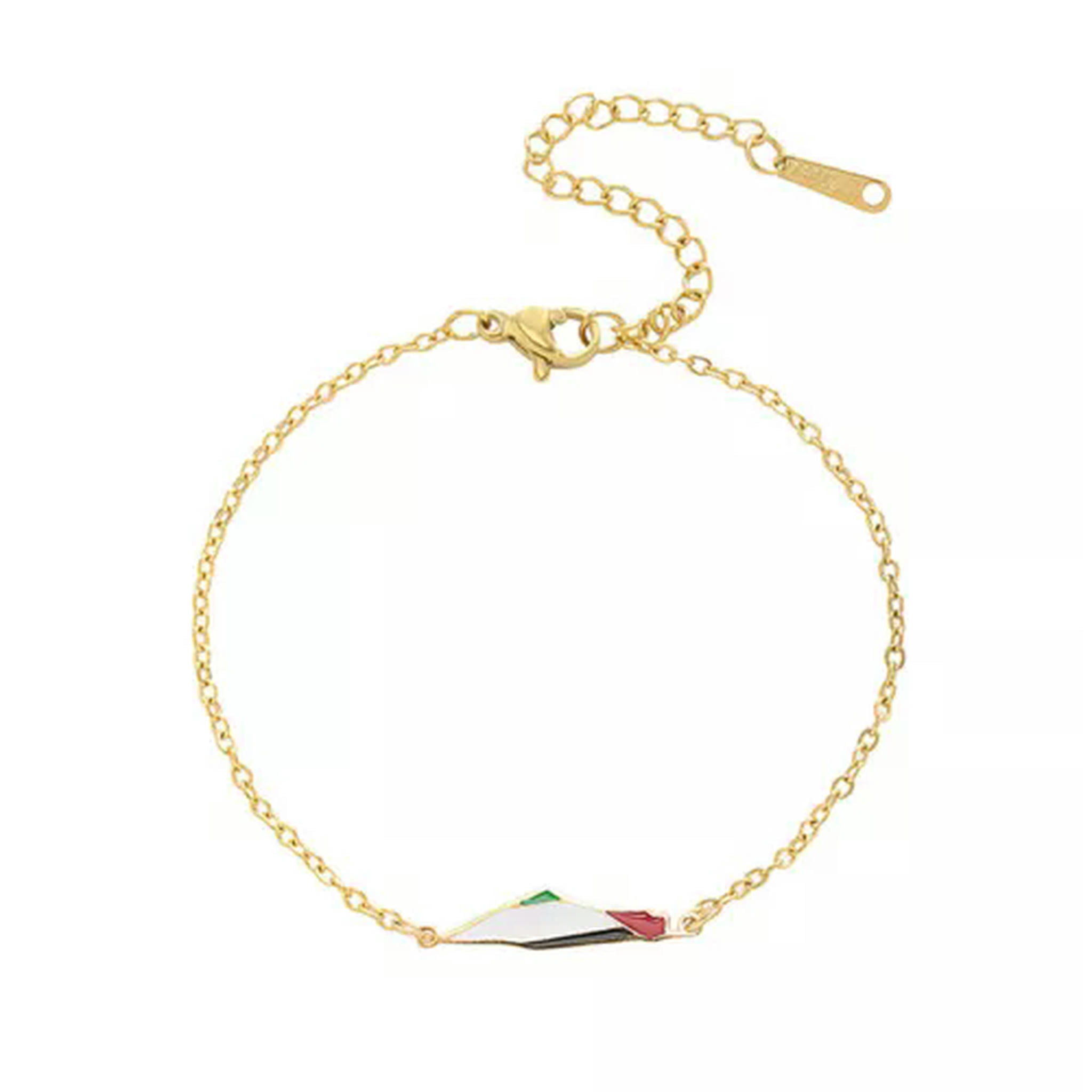 GKNET Drip Oil Map Shape Stainless Steel Bracelet Double Chain Colorful ...