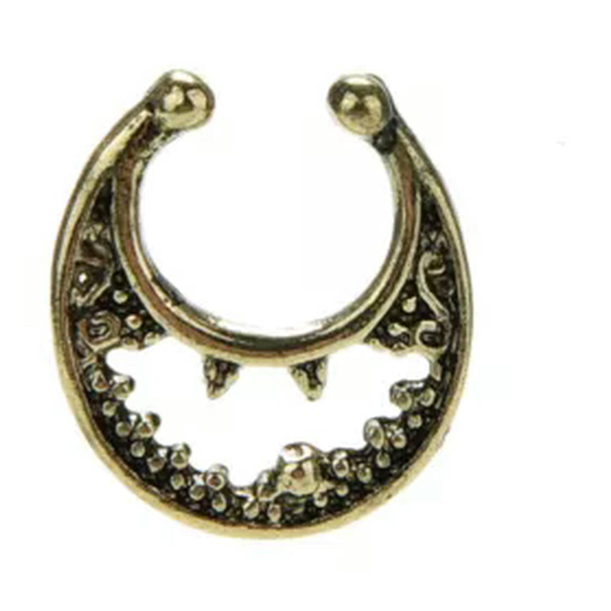 GKNET Fake Unisex Septum Clicker Nose Ring Non Piercing Hanger Clip On Delicate Jewelry 1X S ...