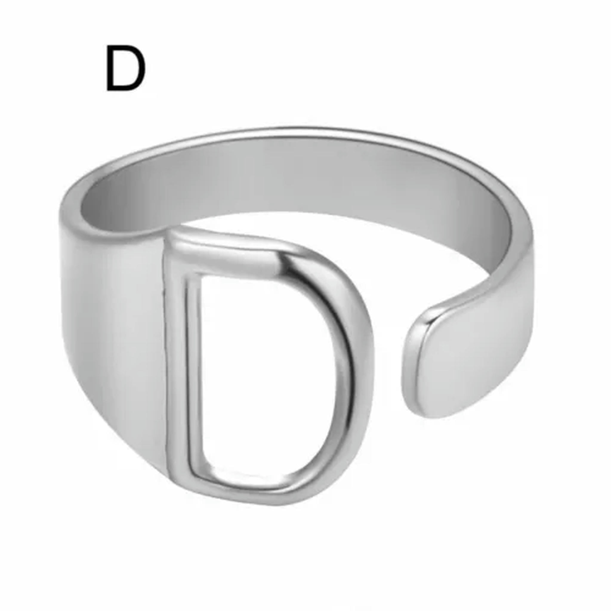 GKNET Fashion Adjustable Initial Alphabet Letter A-Z Ring Finger Rings ...