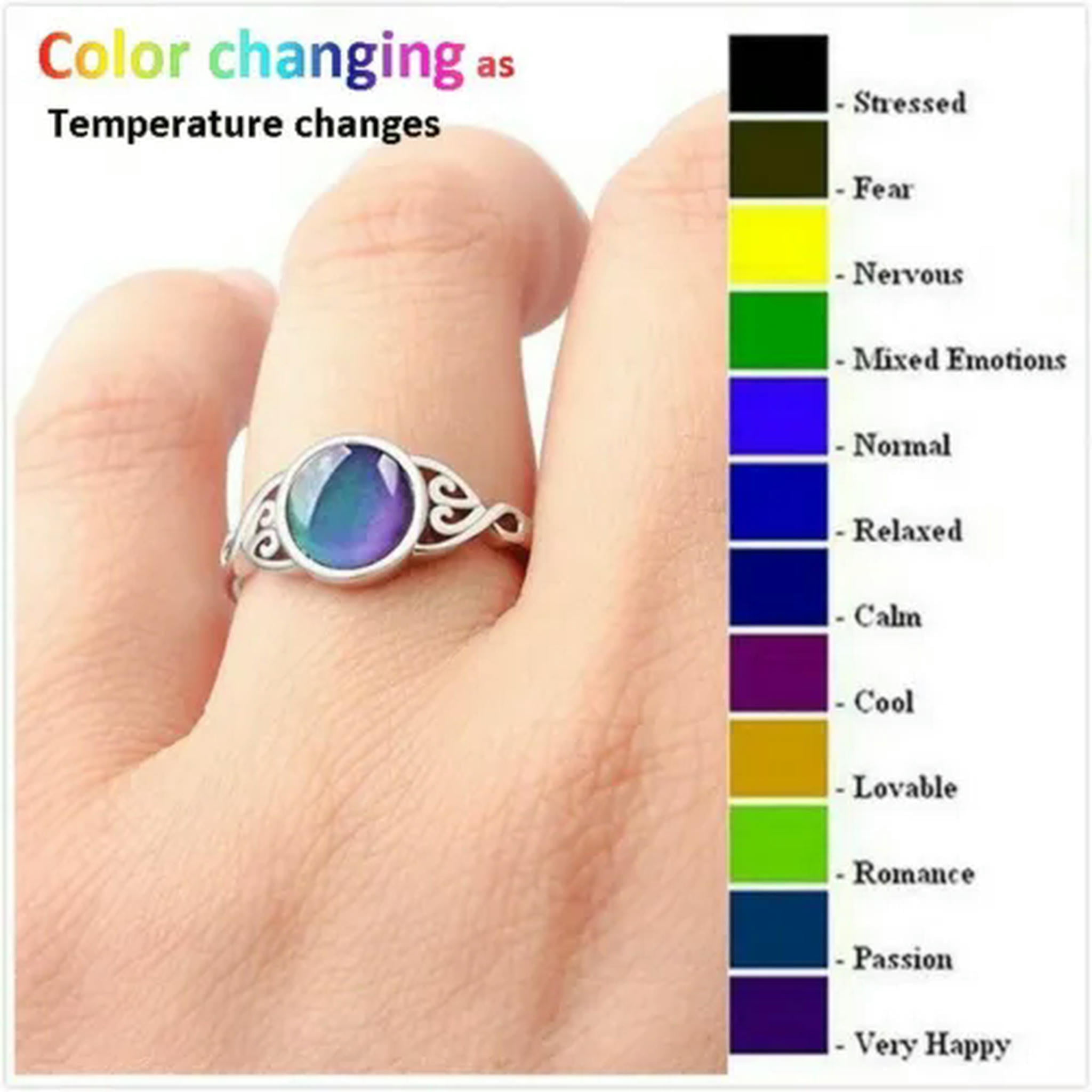 GKNET Fashion Change Mood Ring Changeable Temperature Control Color ...