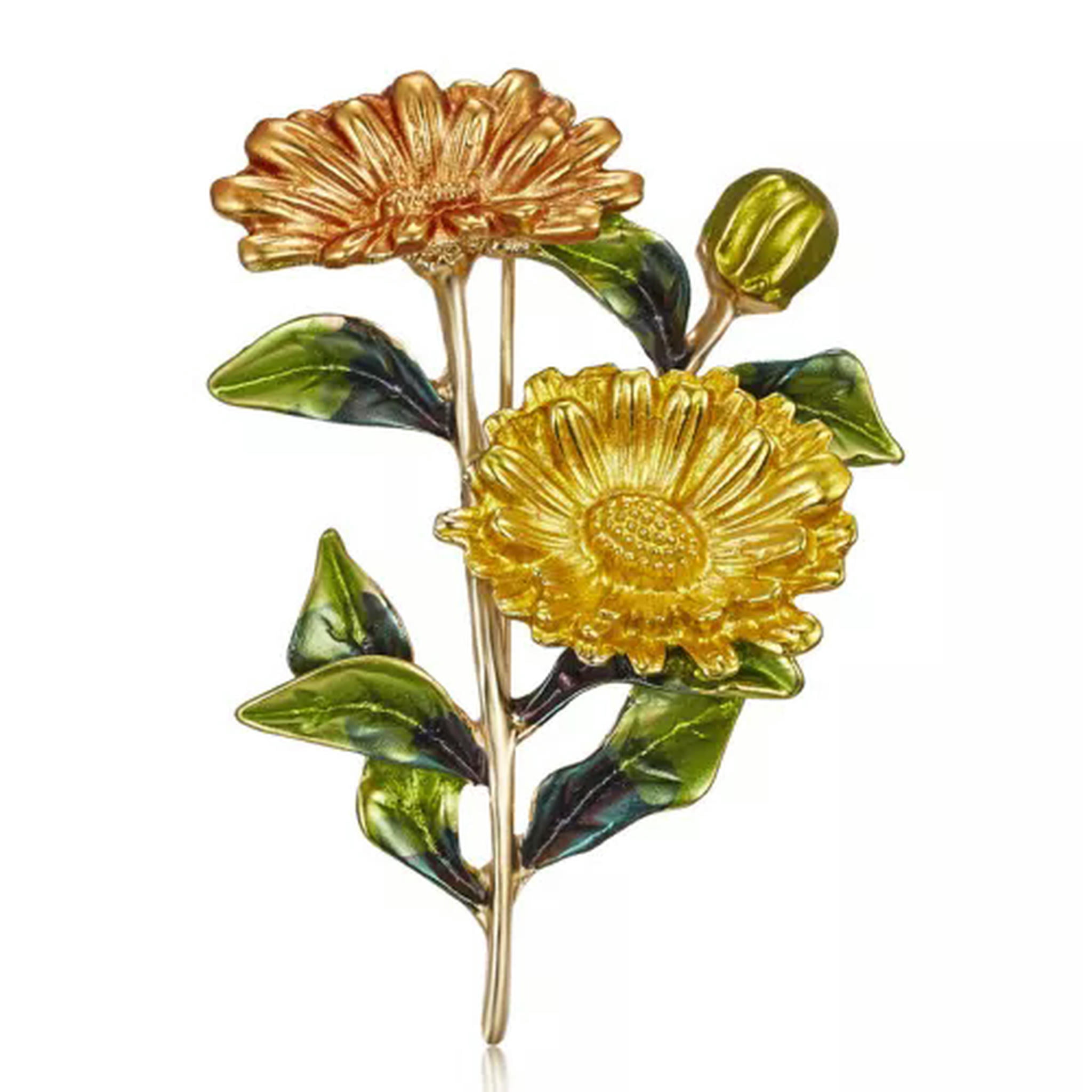 GKNET Fashion Crystal Daisy Sunflower Enamel Brooch Pin Charm Women ...