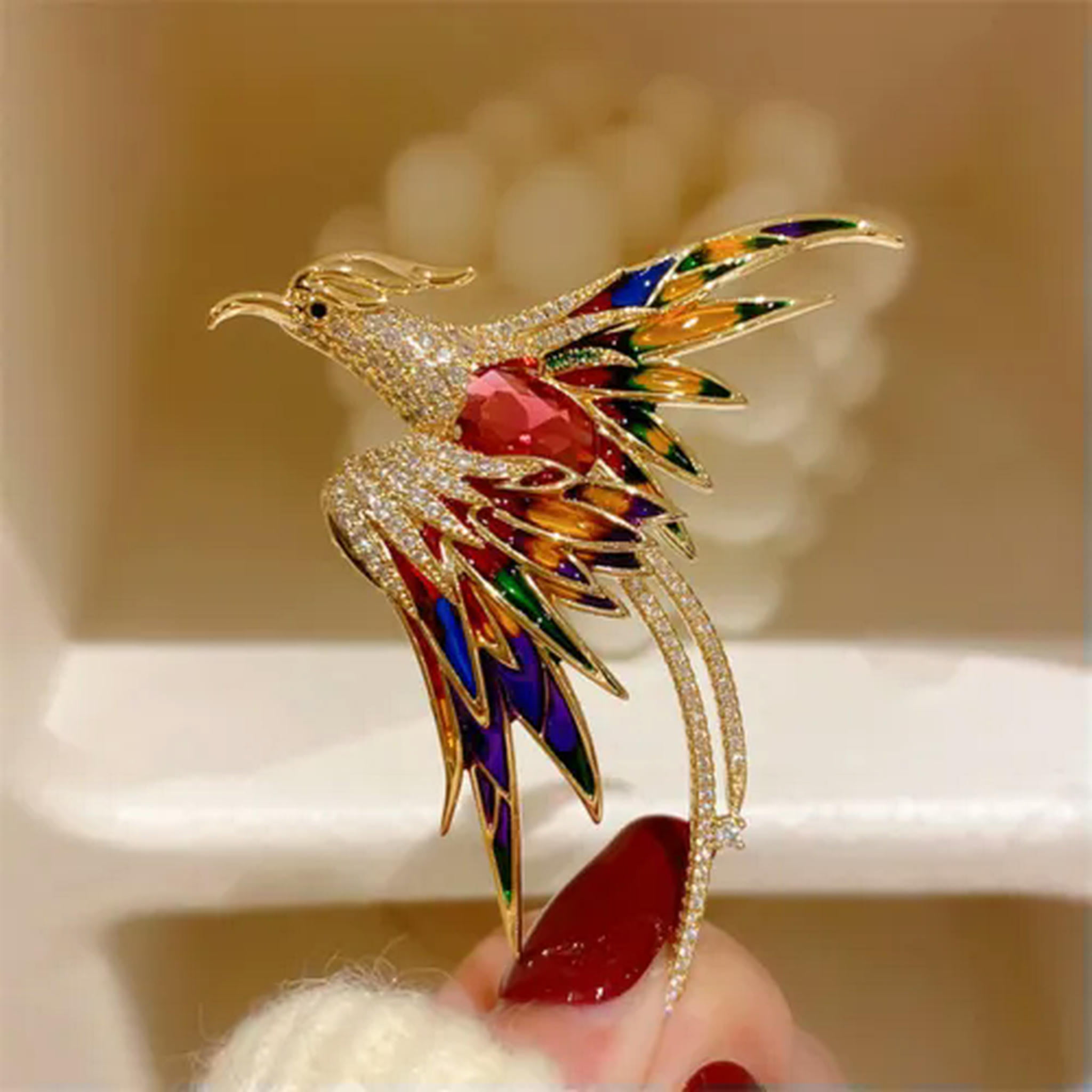 GKNET Fashion Crystal Phoenix Bird Brooches Pin For Women Banquet Party ...