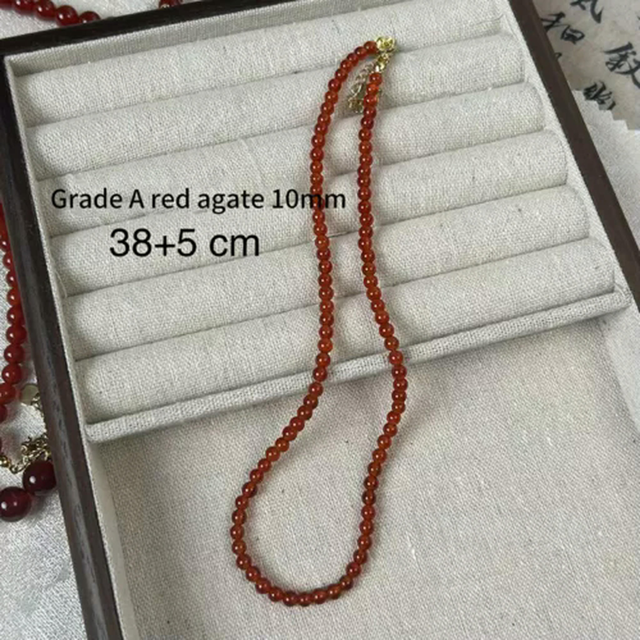 GKNET Fashion Exquisite Red Agate Natural Stone Round Beaded Necklaces ...