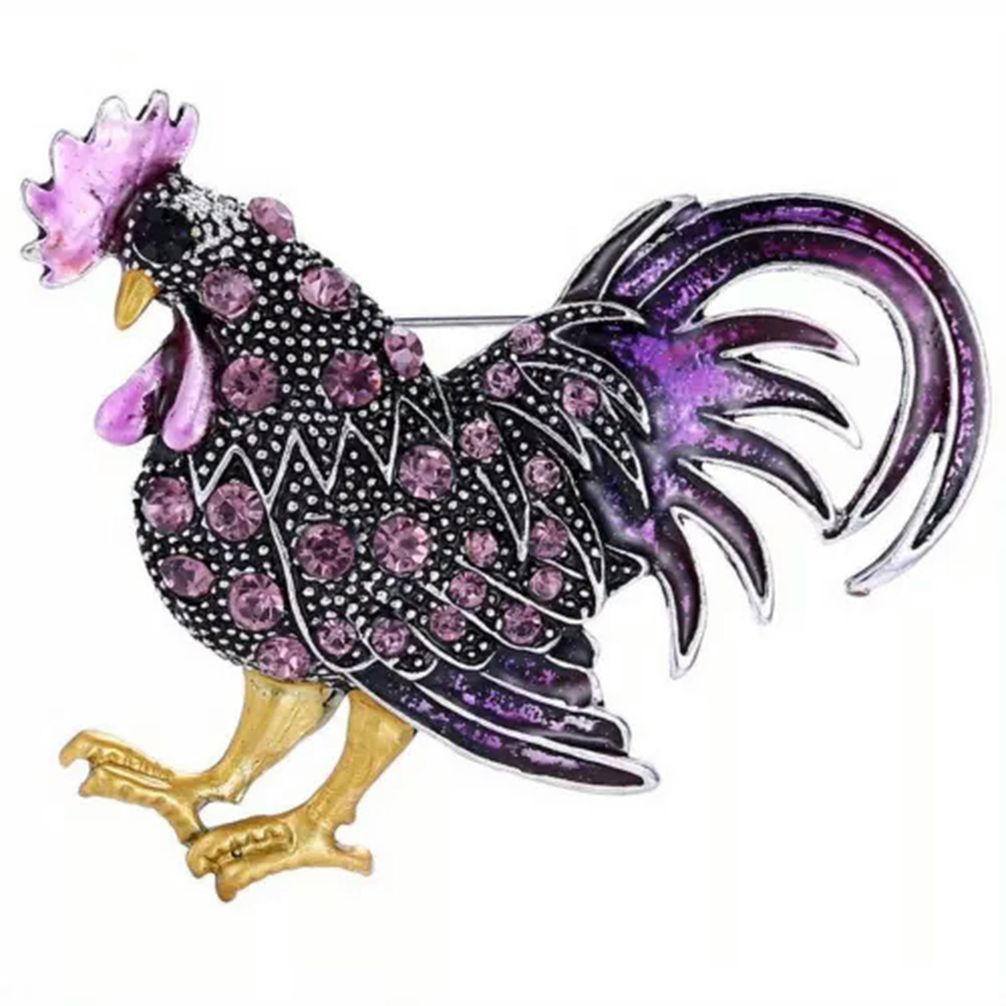 GKNET Fashion Handmade Alloy Animal Brooch Colorful Rooster Brooch ...