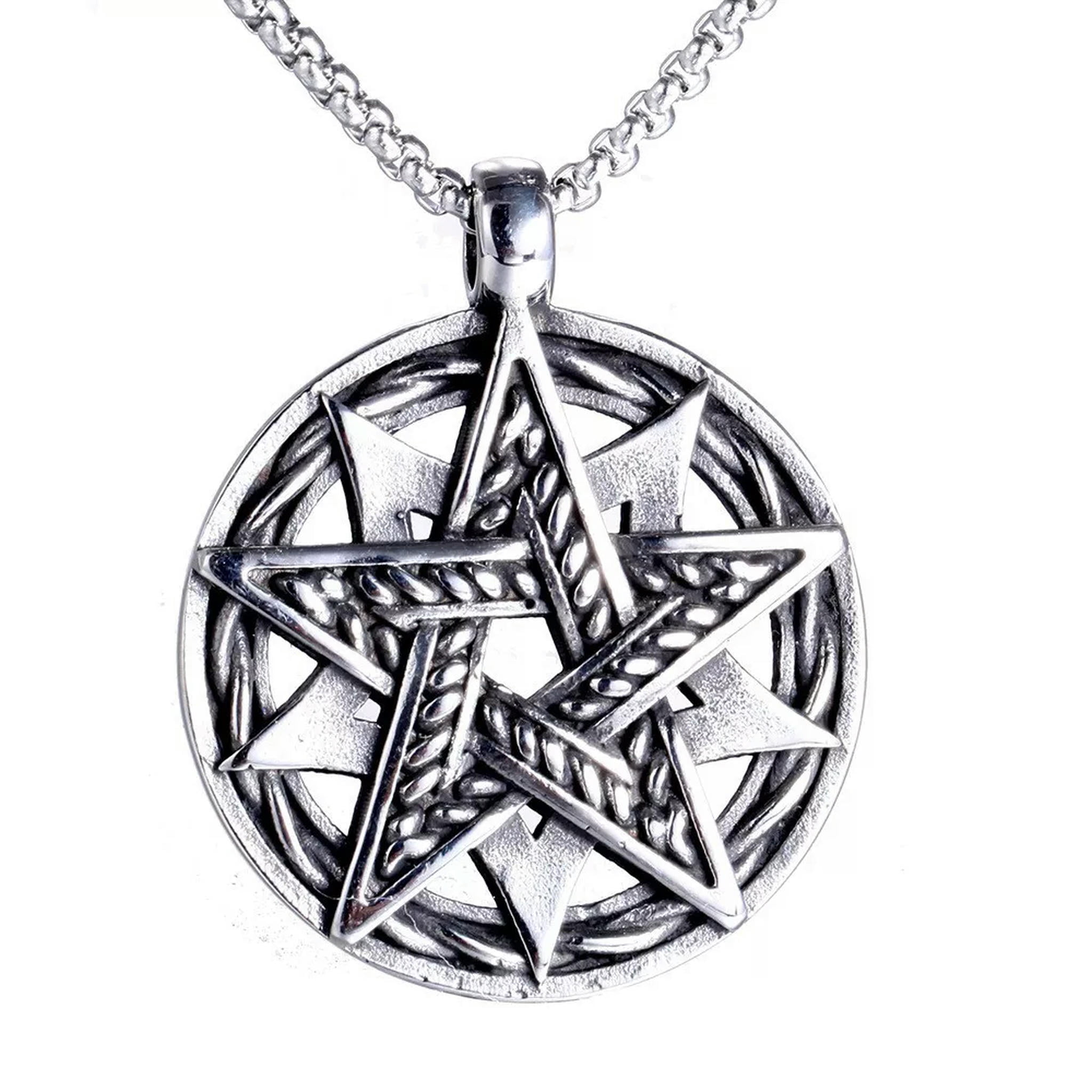 GKNET Fashion Mens Pagan Wiccan Pentagram Star Pendant Necklace ...