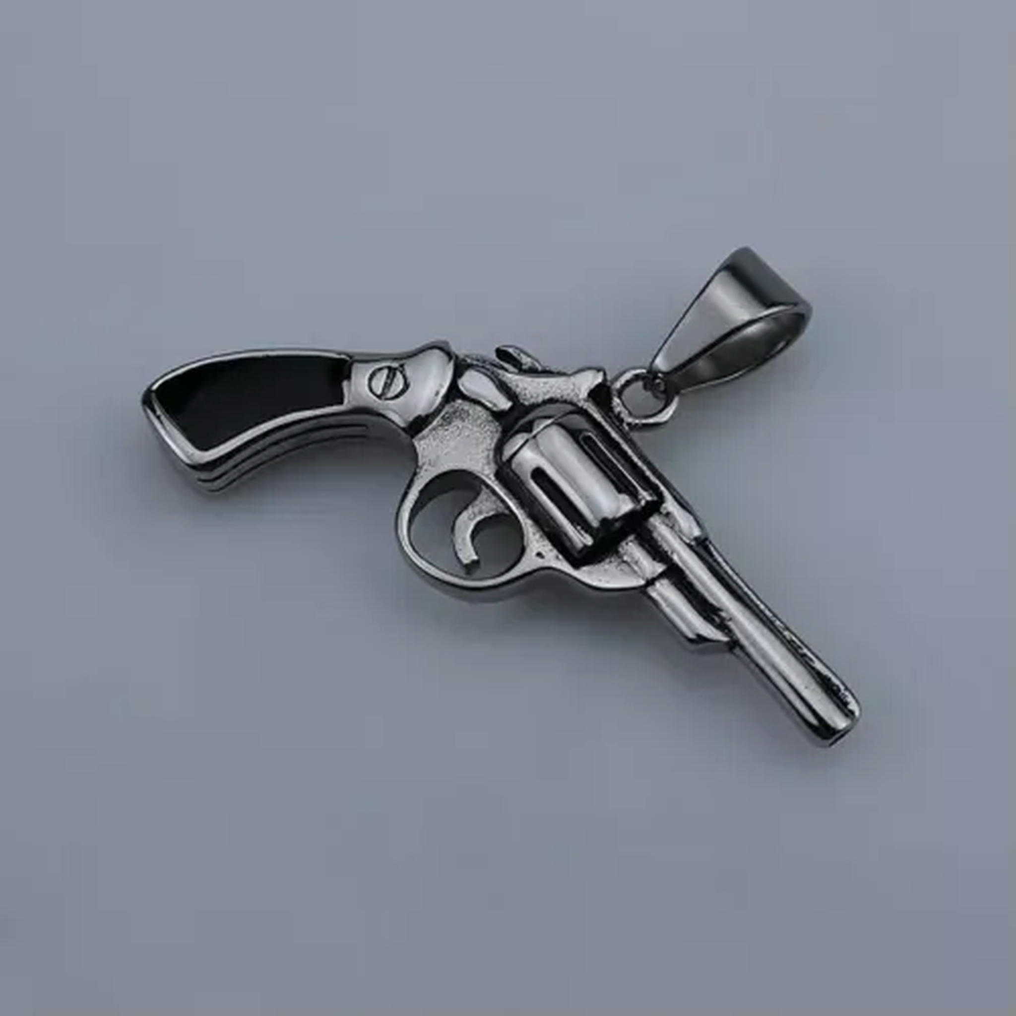 GKNET Fashion Military Revolver Gold Steel Stainless Steel Pendant ...