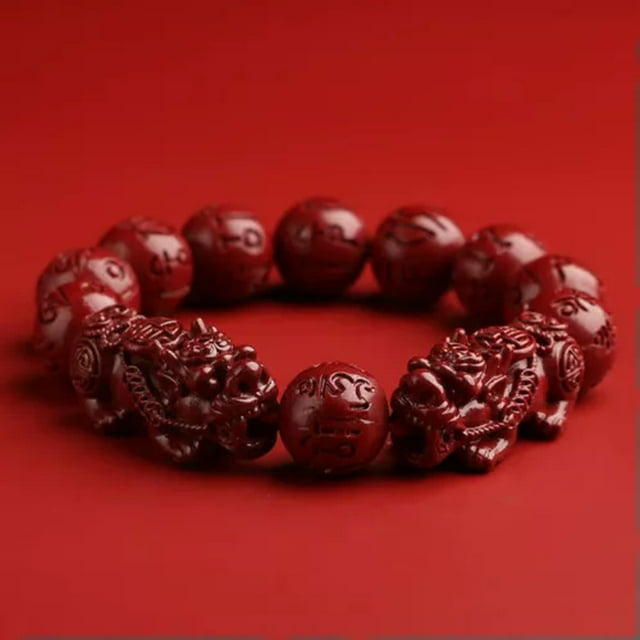 GKNET FengShui Pixiu Charms Cinnabar Bracelet Elegant Cinnabar Lucky ...