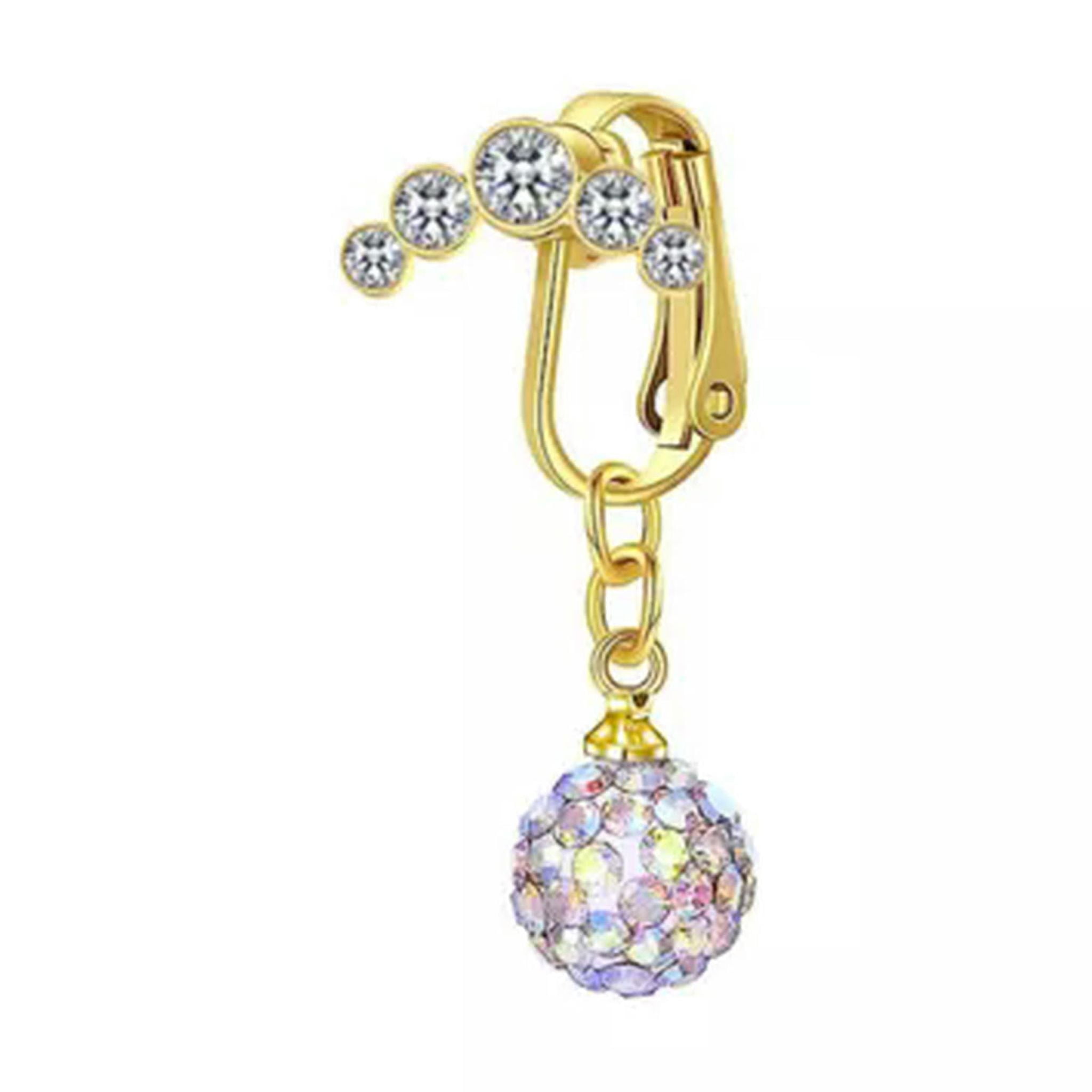 GKNET Five Diamonds No Piercing Belly Button Clip Stainless Steel Navel ...