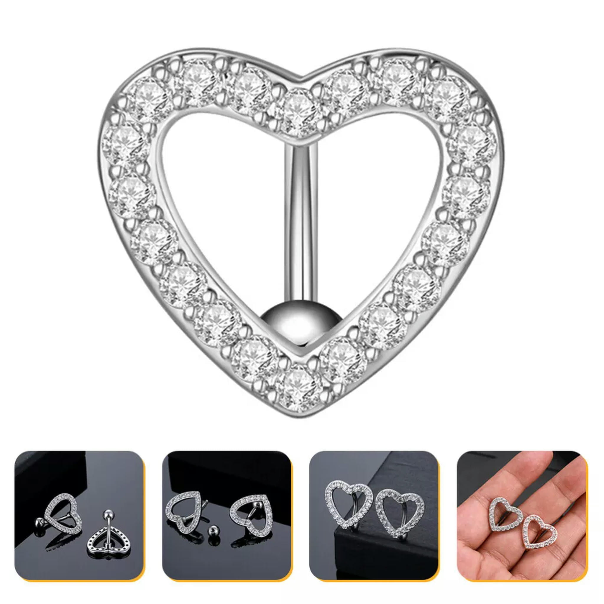 GKNET Heart Navel Stud Helix Piercing Delicate Jewelry Nose Decor ...