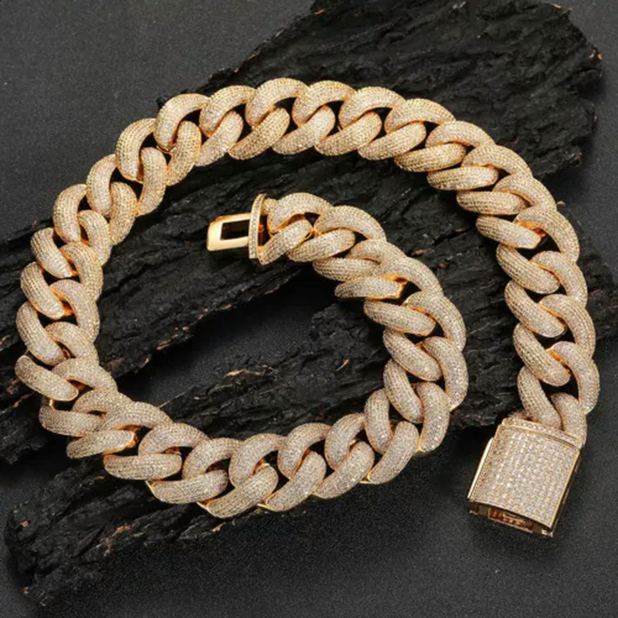 GKNET Hip Hop Tennis Chain Cubic Zirconia Bubble Miami Cuban Link Chain ...