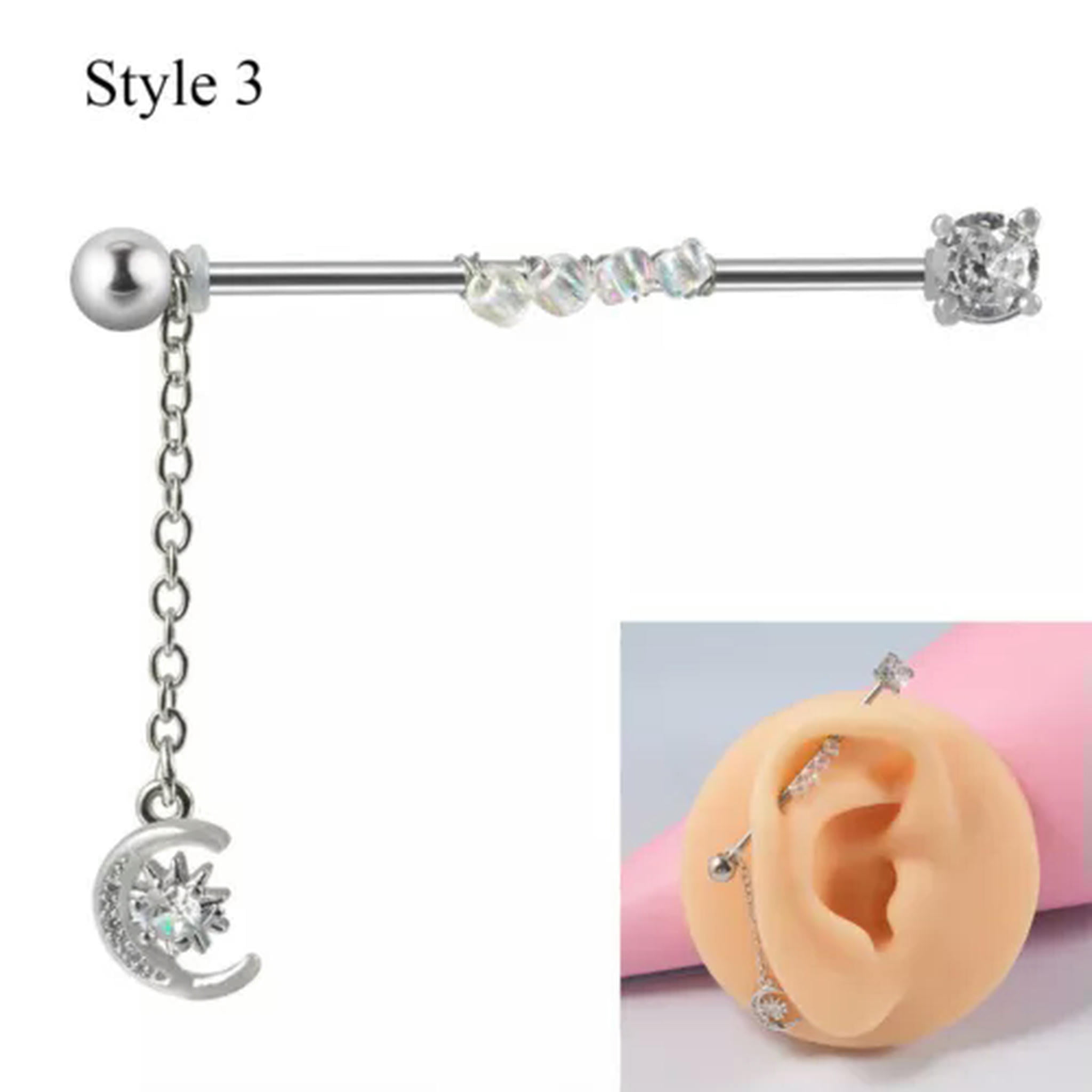 GKNET Industrial Scaffold Bar Ear Piercing Shinny Straight Barbell ...