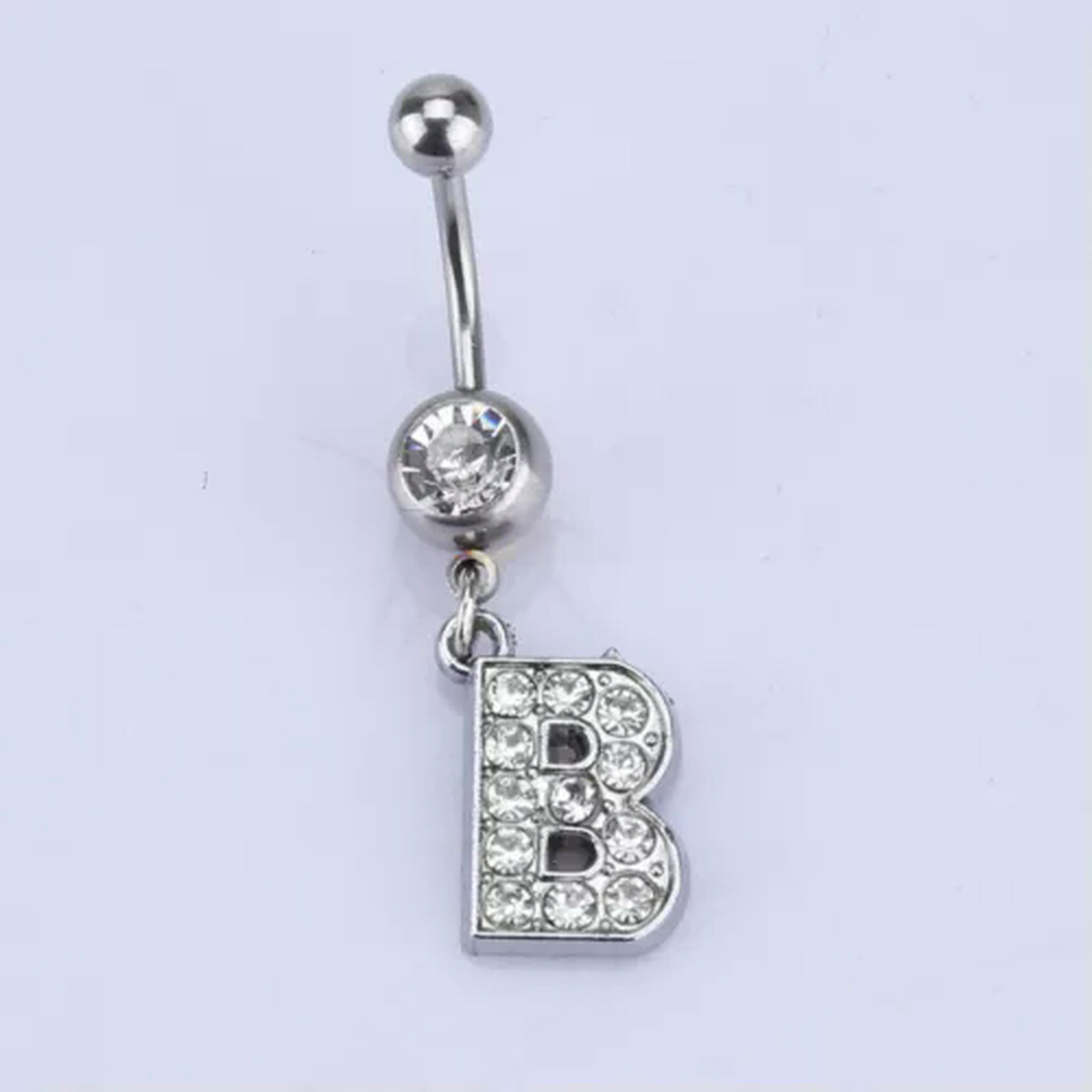 GKNET Letters A-Z Charming Body Piercing Delicate Jewelry Rhinestone ...