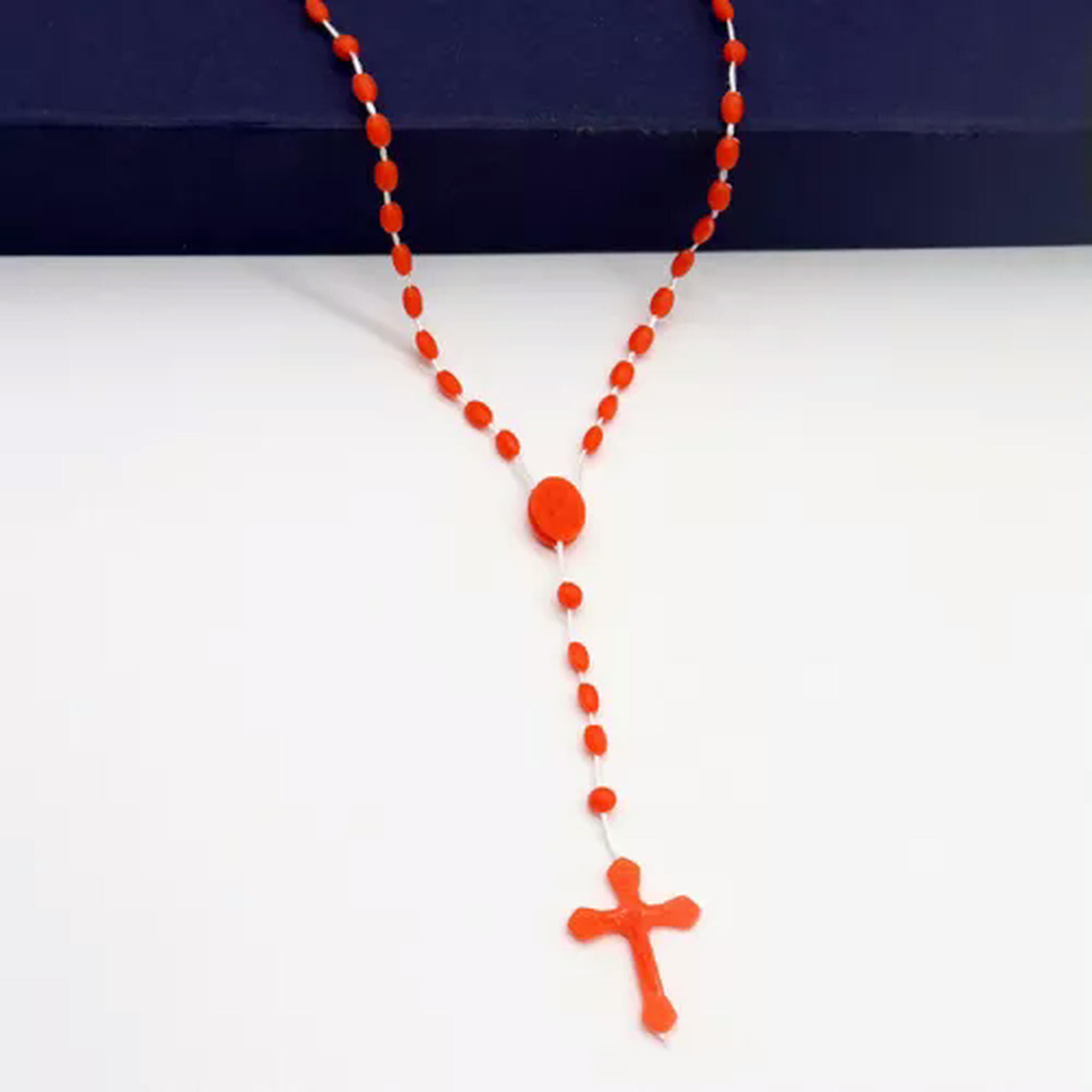 GKNET Luminous Catholic Christ Jesus Cross Plastic Rosary Necklace ...