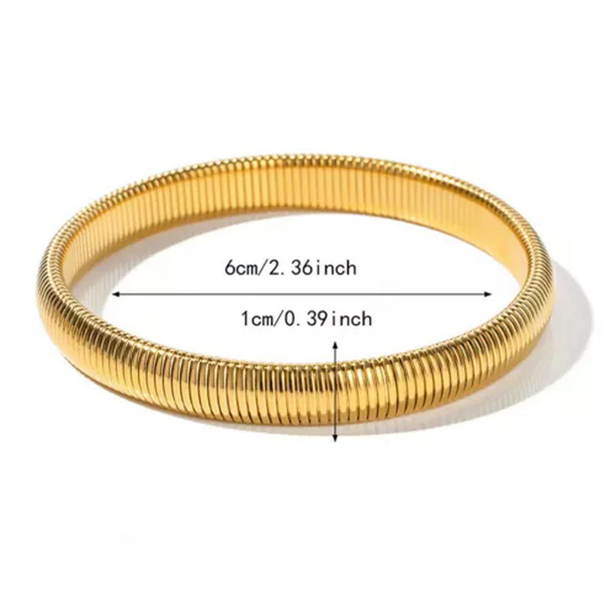 GKNET Luxury Vertical Stripe Texture Bracelet Exaggerated Wide Elastic ...