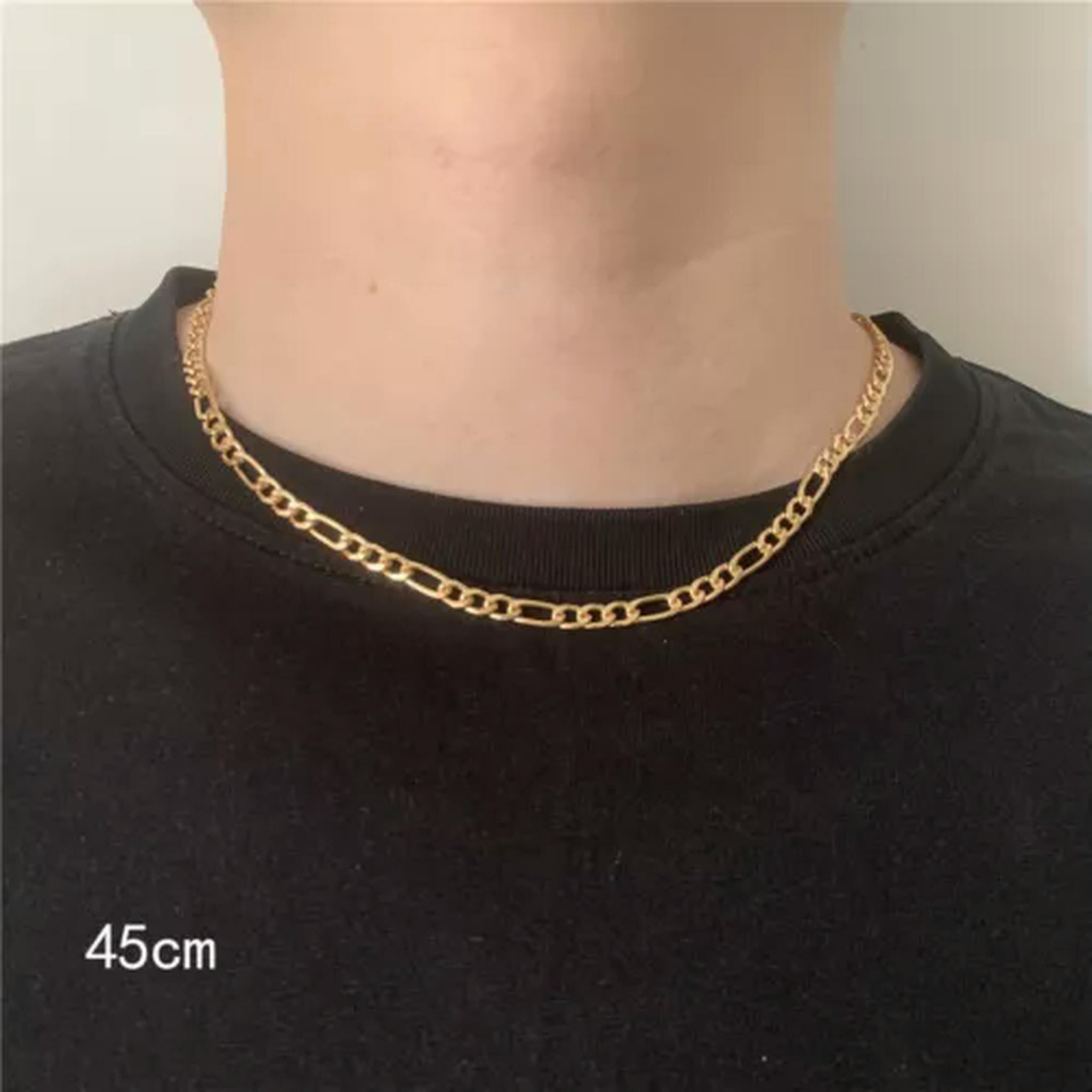 GKNET Men Chain Necklace Punk Neck Chain Long Necklaces Gold Silver ...
