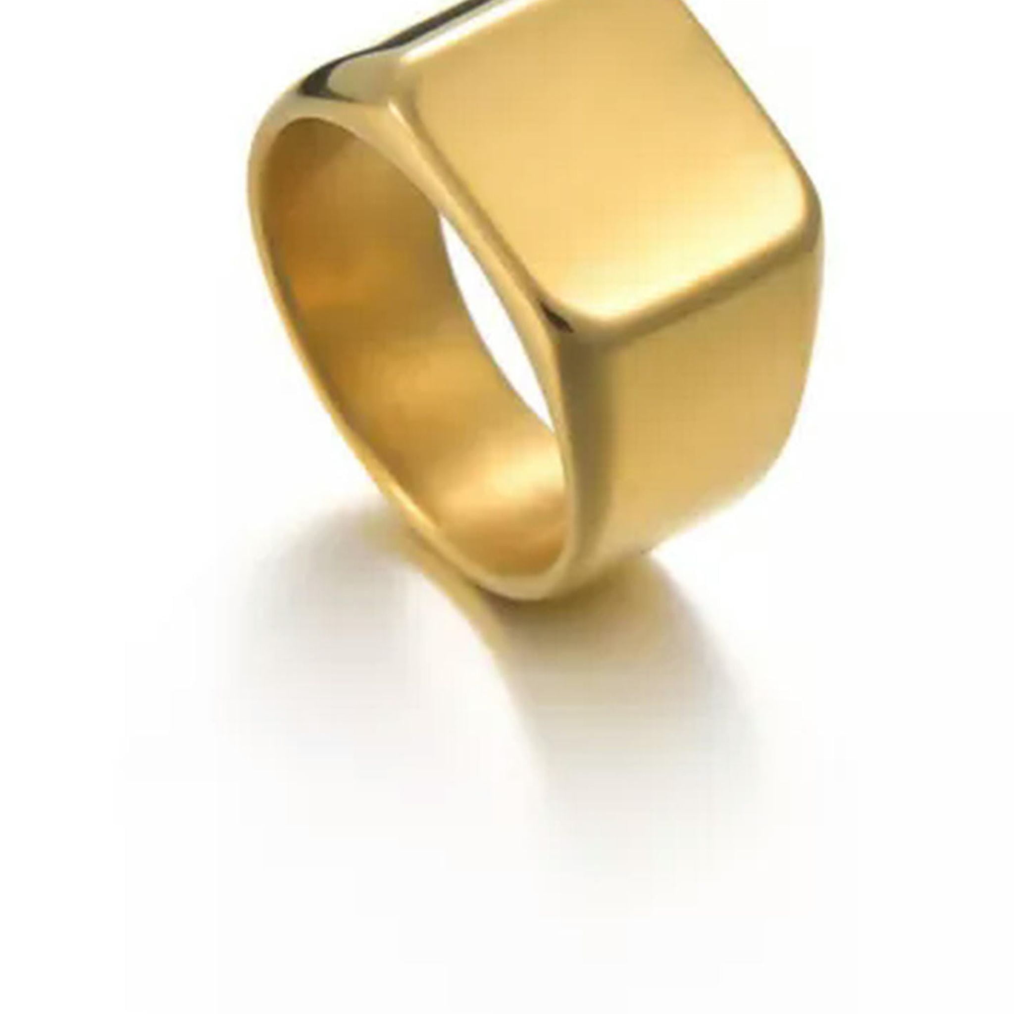 GKNET Men Stainless Steel Square Signet Ring Pinky Thumb Rings Dad ...