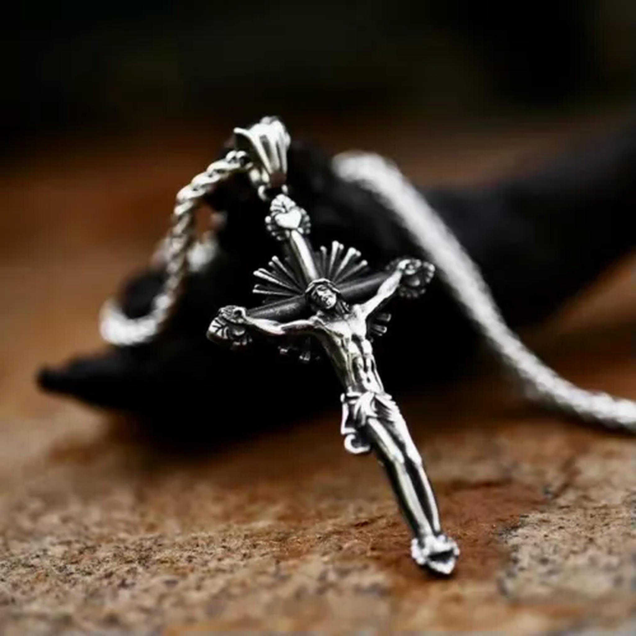 GKNET Men's Silver Viking Wolf / Skull / Jesus Cross Pendant Necklace ...