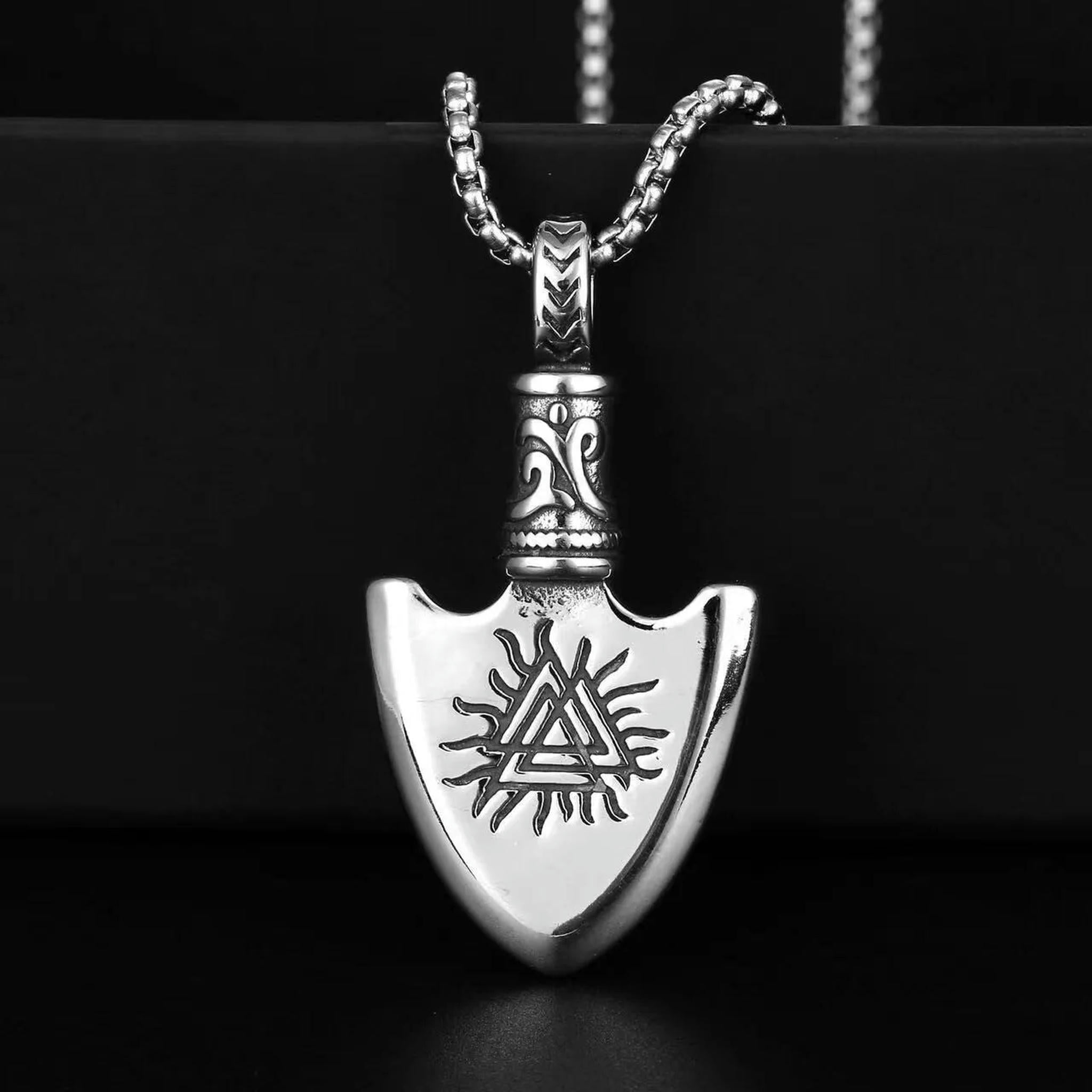 GKNET Men's Viking Two Side Valknut Vegvisir Spear Pendant Necklace Box ...