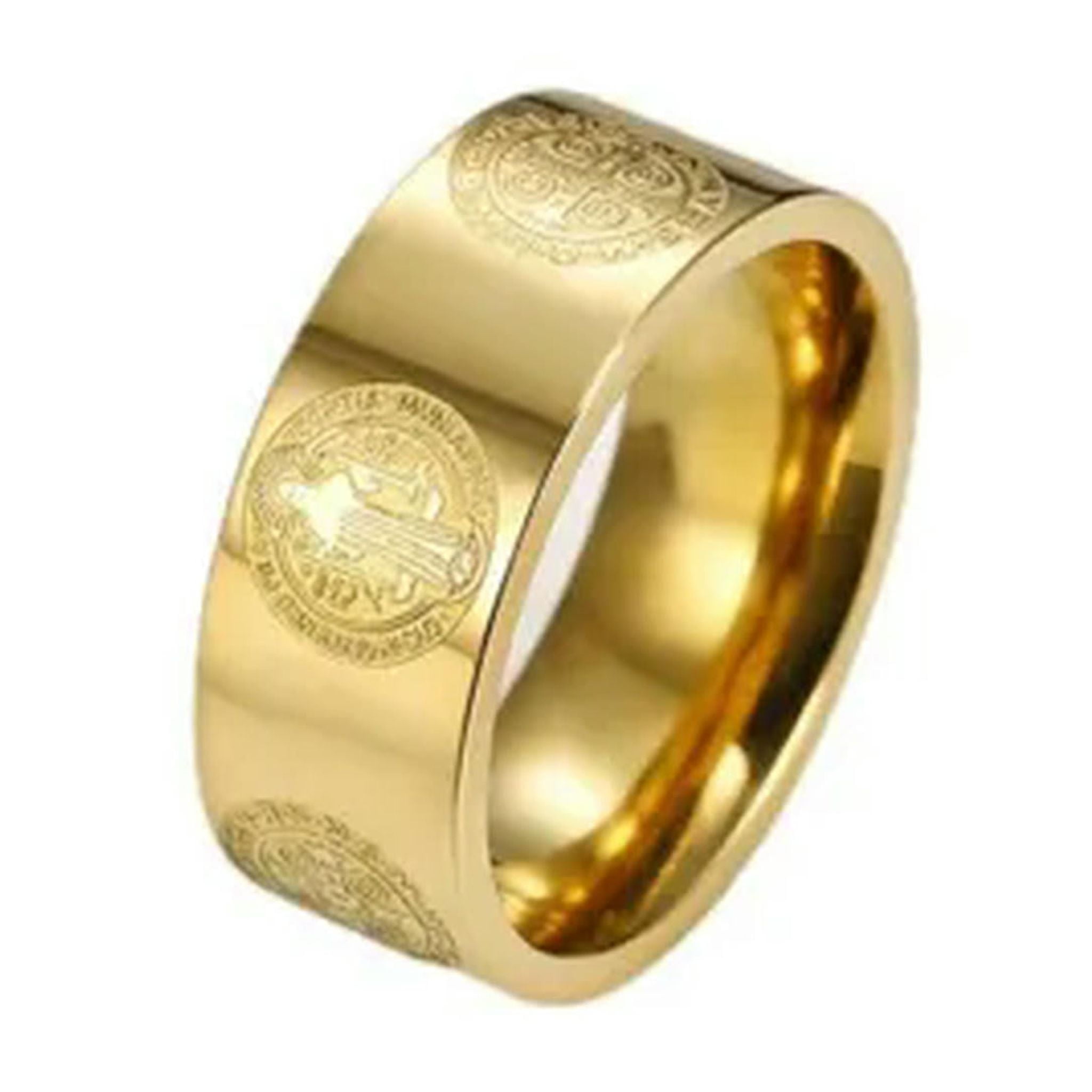 GKNET Mens 8mm Stainless Steel Relief Catholic St Saint Benedict ...