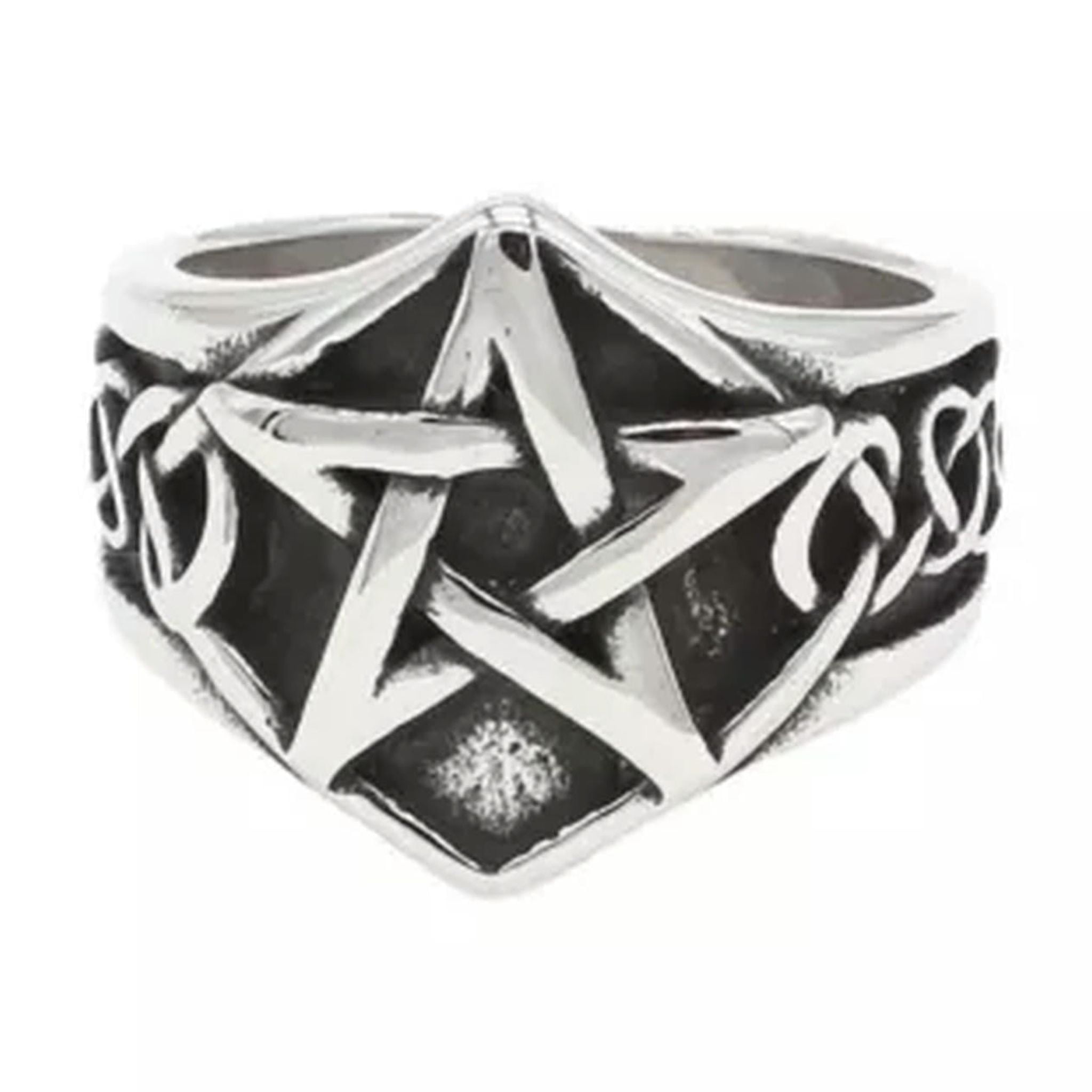 GKNET Mens Celtic Wiccan Pagan Pentagram Star Ring Stainless Steel Size ...