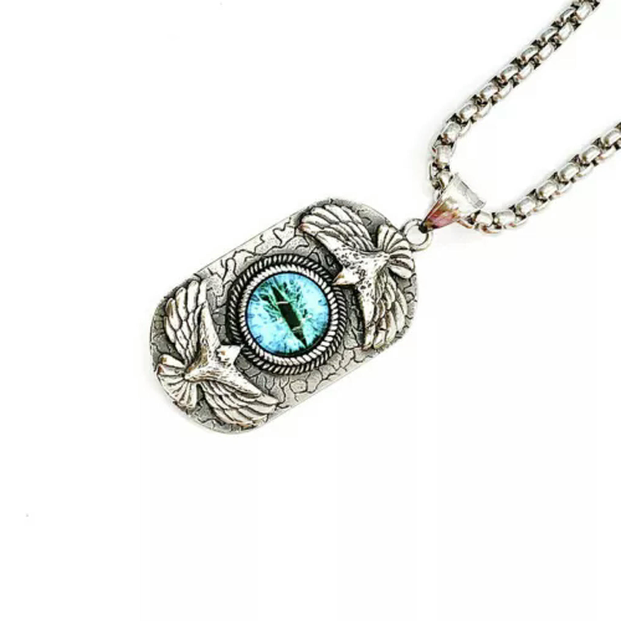 GKNET Mens Dog Tag Aztec Evil Eye Eagle Pendant Necklace Stainless ...