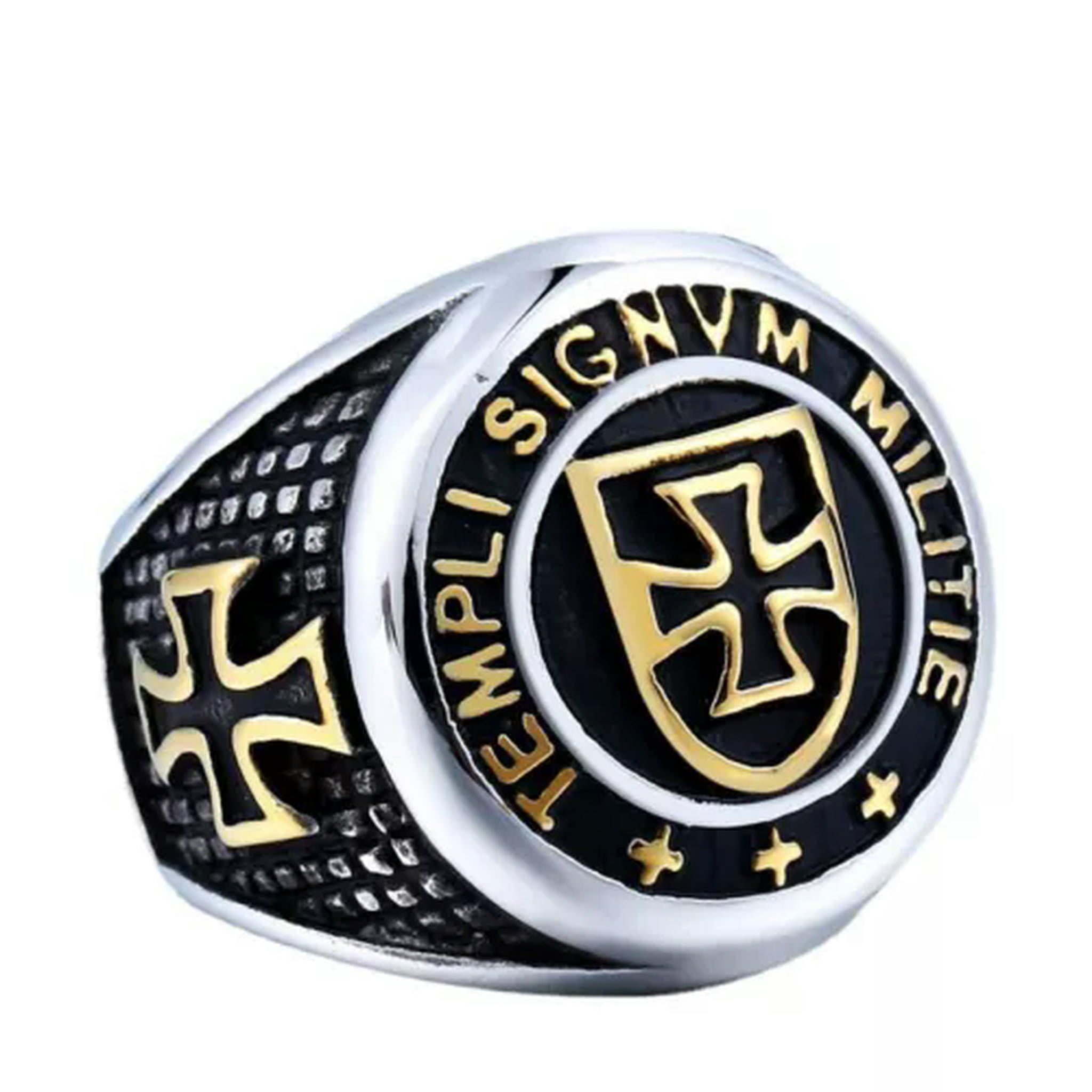 GKNET Mens Masonic Knights Templar Ring Cross Shield Men Stainless ...