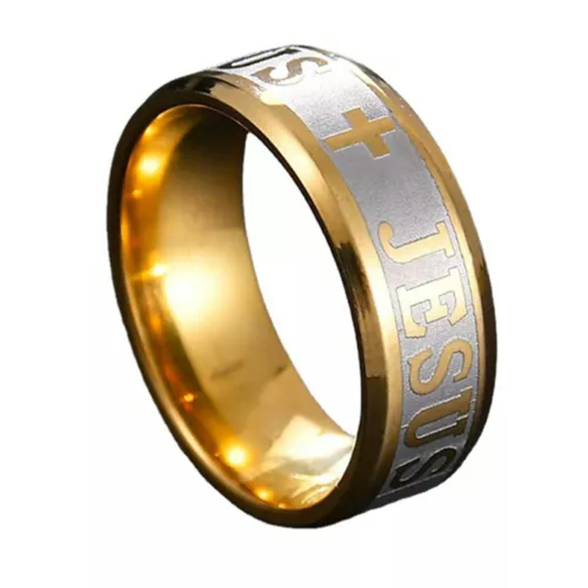 GKNET Mens Stainless Steel Christian Jesus Cross Ring Band Men Size 6 ...