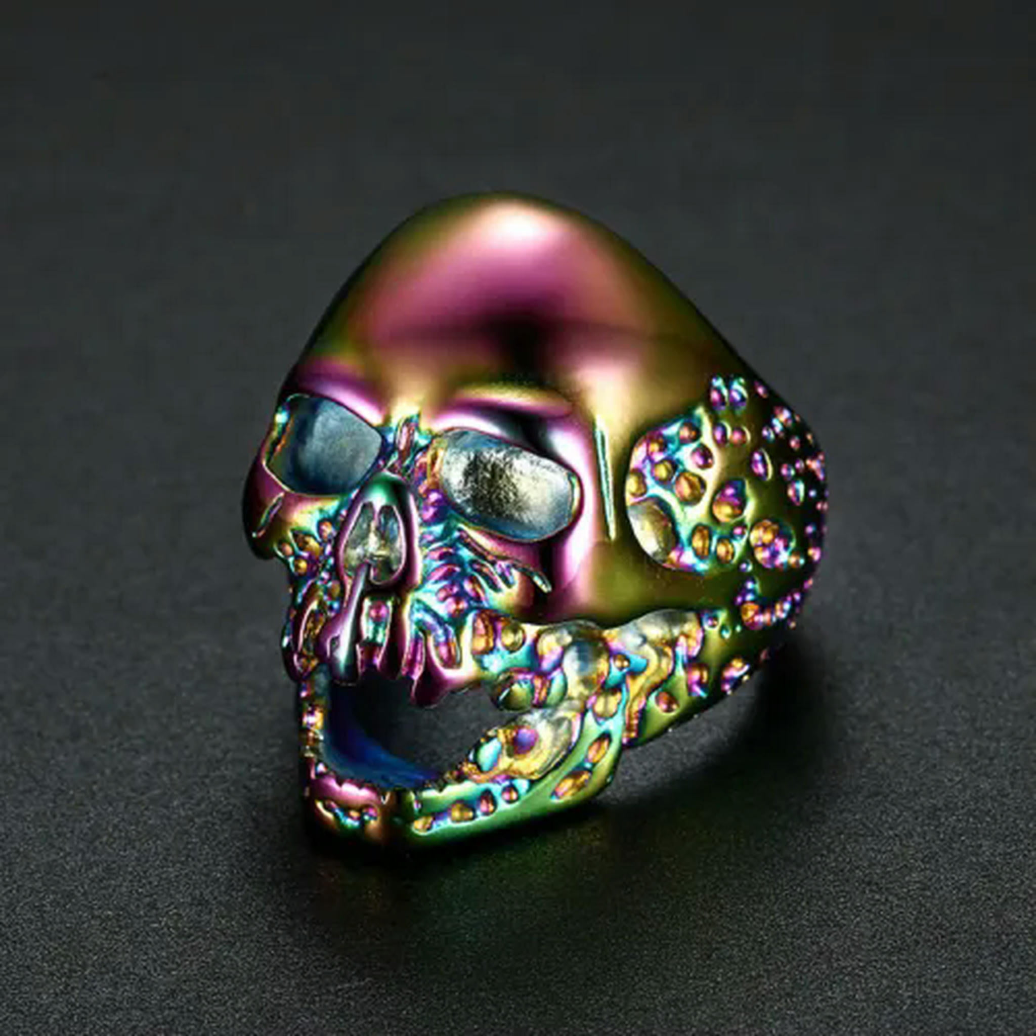 GKNET Mens Stainless Steel Gothic Punk Biker Zombie Skull Ring Size 7 ...