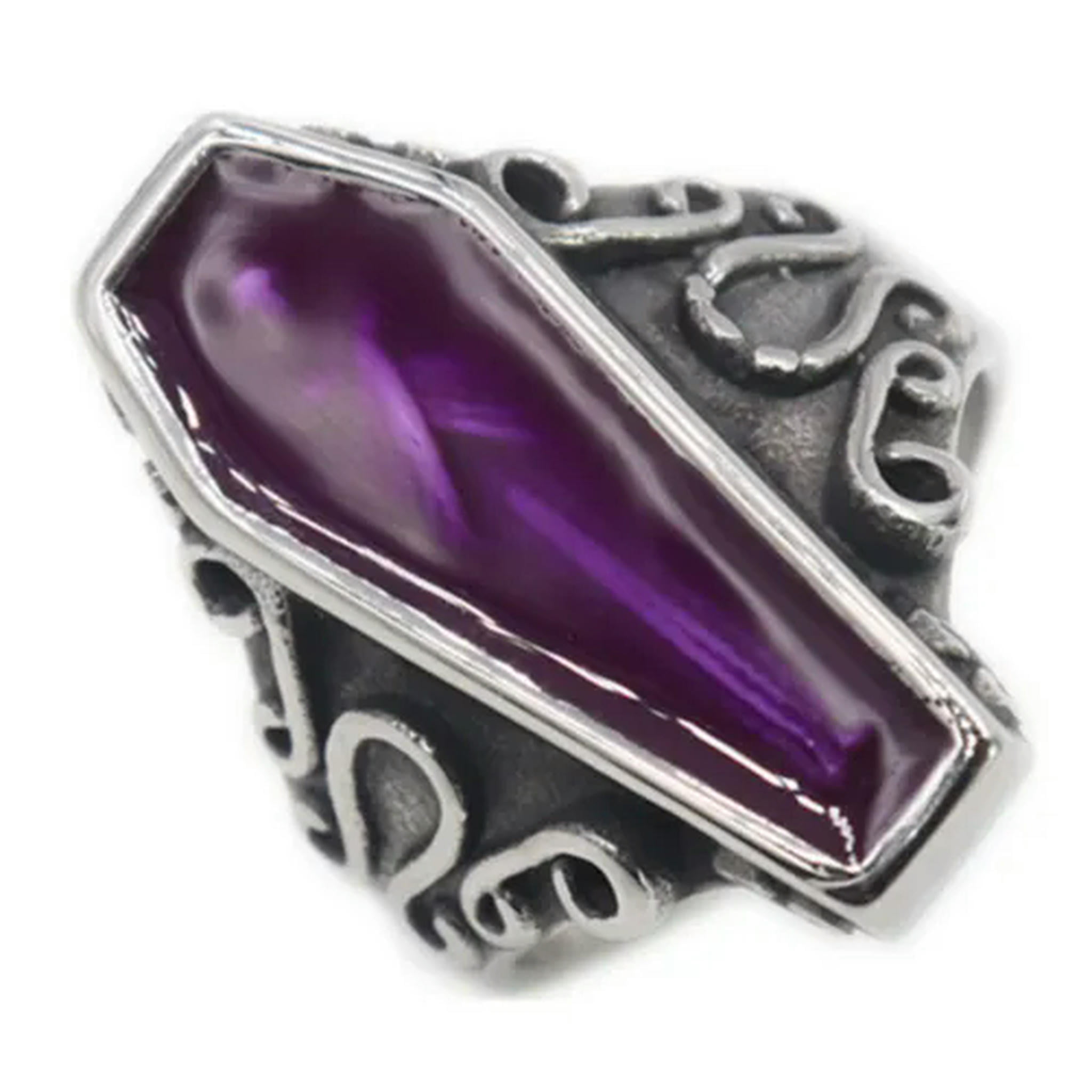 GKNET Mens Stainless Steel Punk Coffin Rings Gothic Zombie Vampire ...