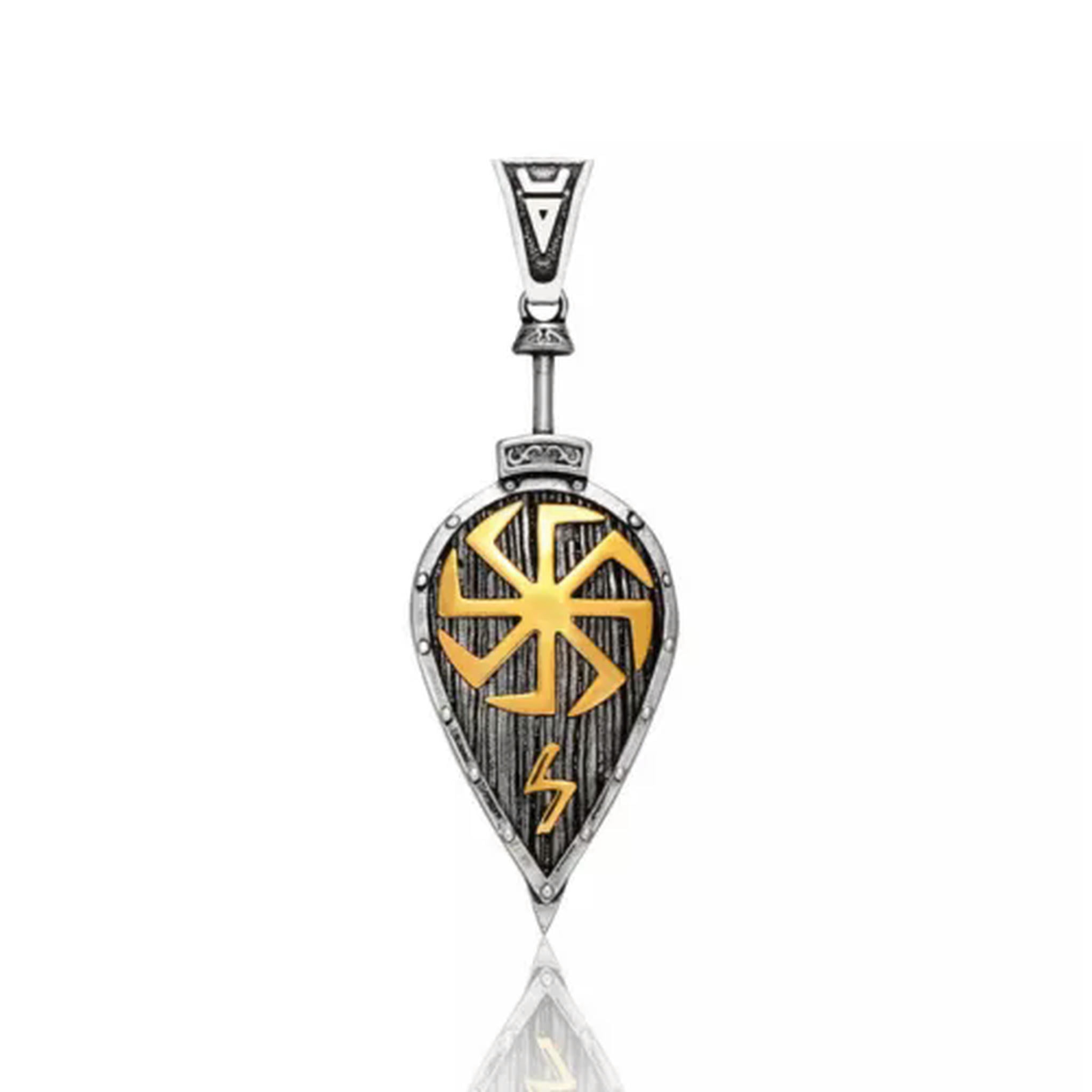 GKNET Mens Viking Kolovrat Sun Wheel Shield Pendant Necklace Stainless ...