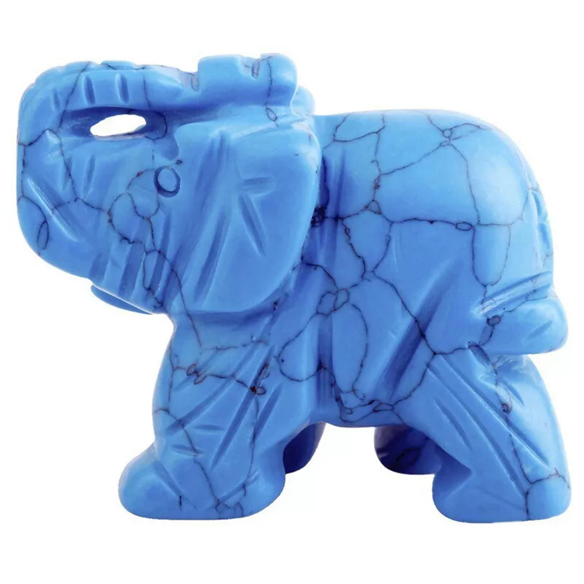 GKNET Natural Blue Turquoise Quartz Crystal Carved Baby Elephant ...