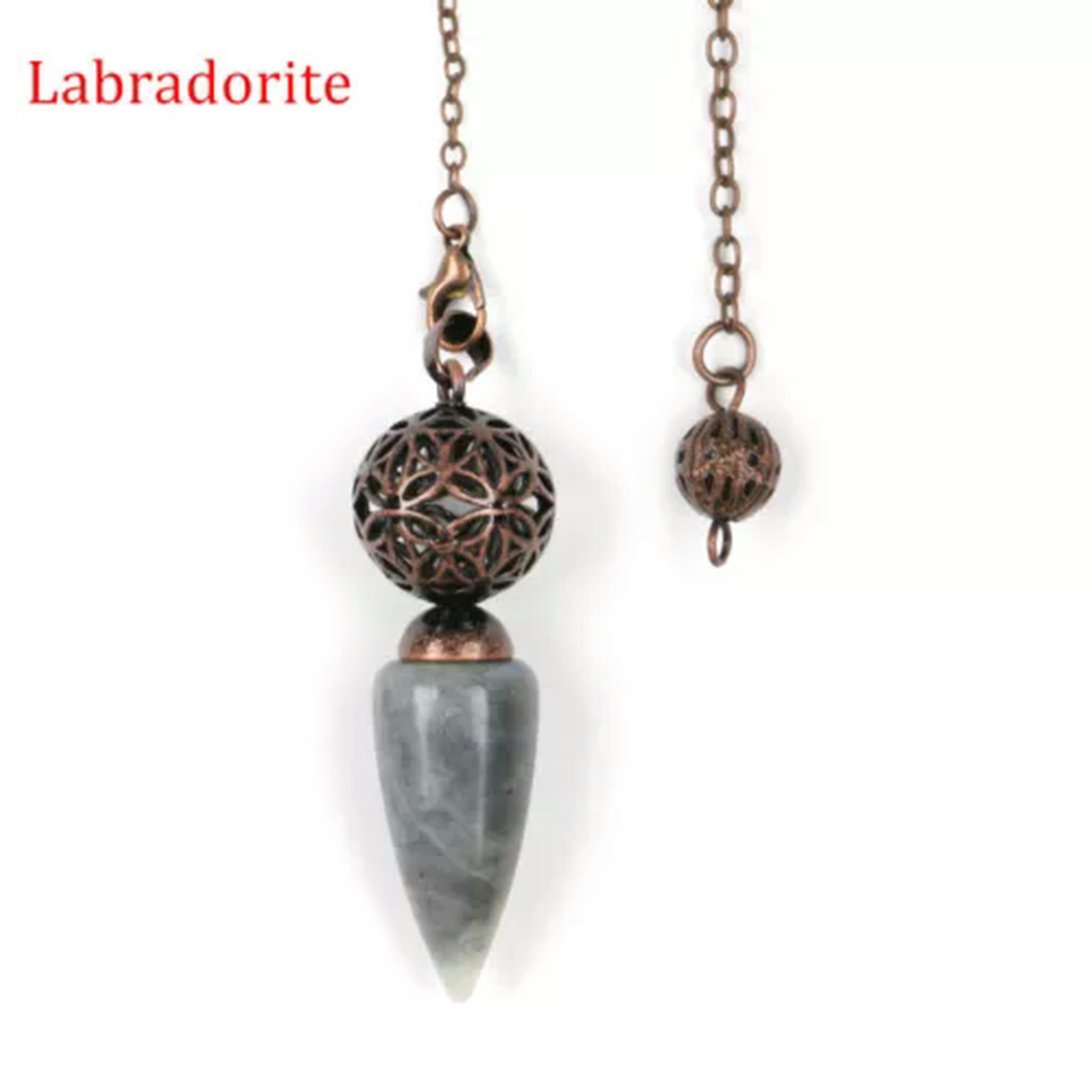 GKNET Natural Bullet Point Crystal Quartz Pendulum Metal Cage Energy ...