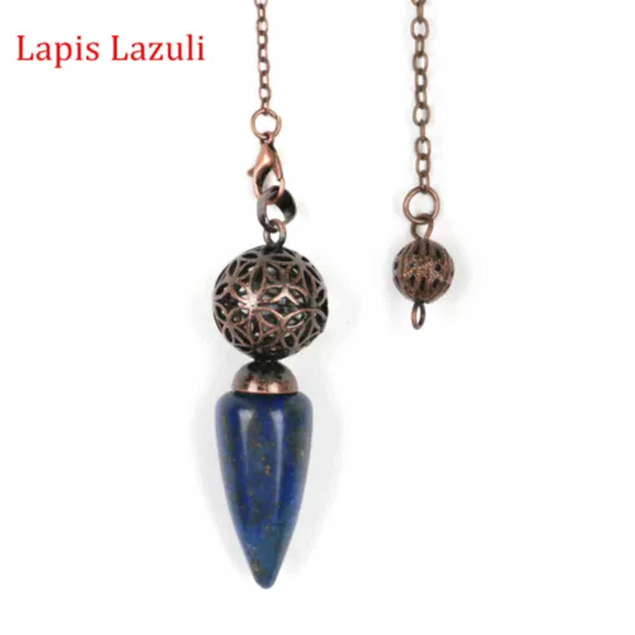 GKNET Natural Bullet Point Crystal Quartz Pendulum Metal Cage Energy ...