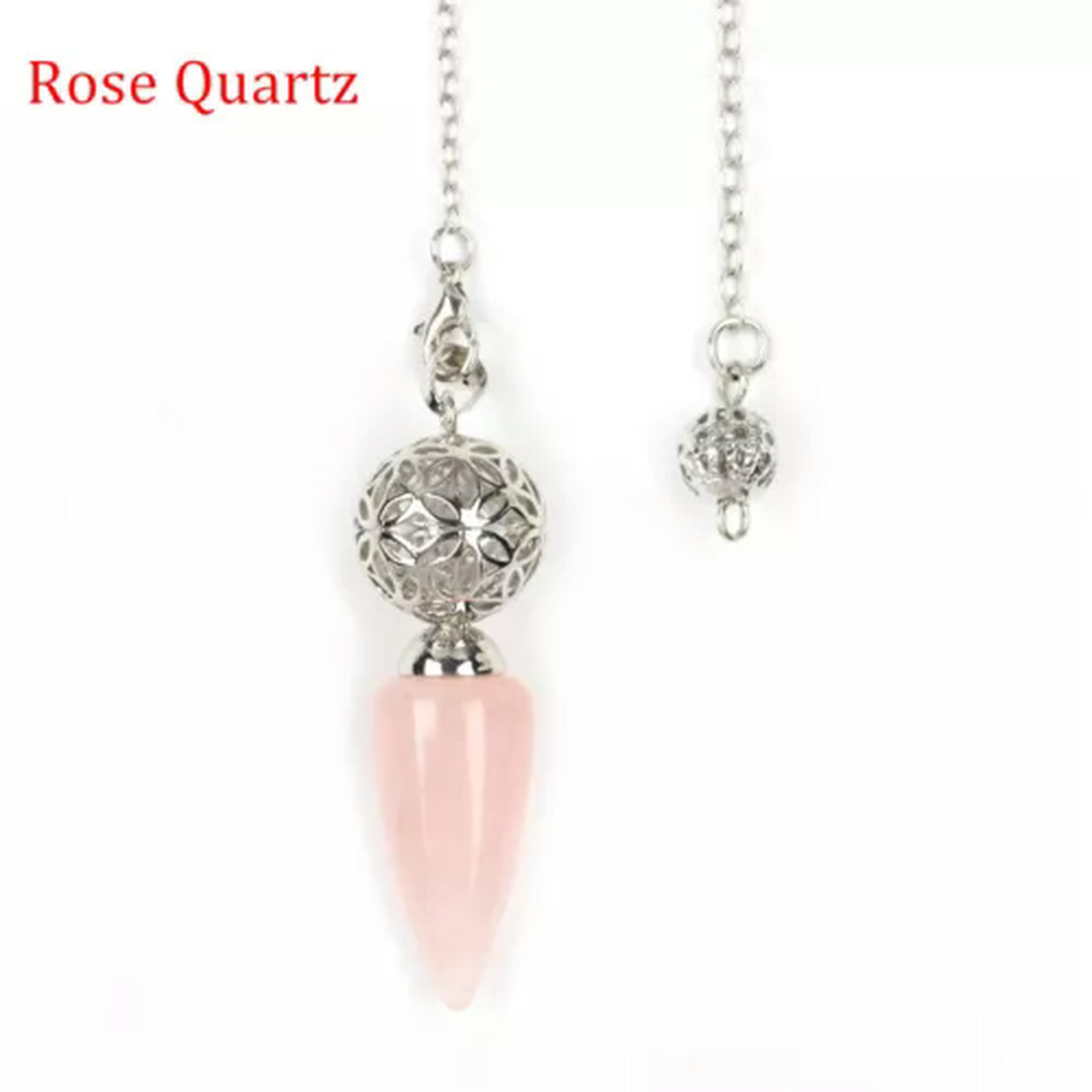 GKNET Natural Bullet Point Crystal Quartz Pendulum Metal Cage Energy ...