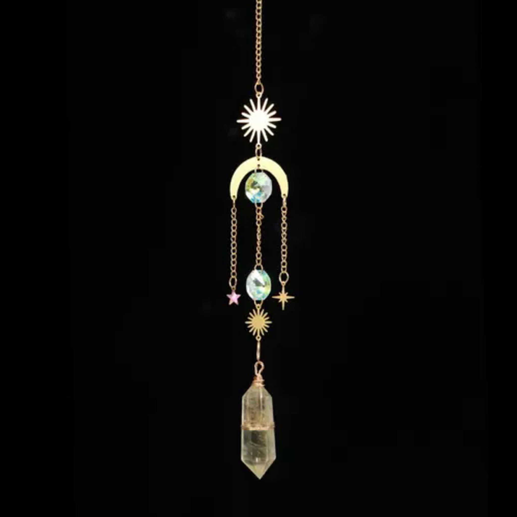 GKNET Natural Healing Quartz Crystal Point Obelisk Wind Chime Pendulum ...