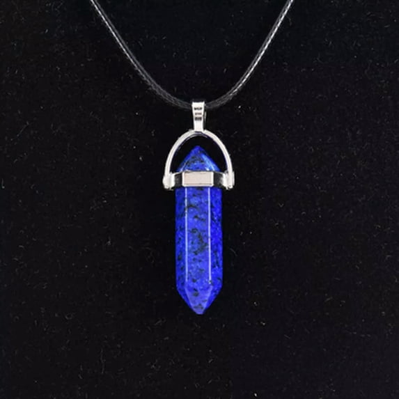 GKNET Natural Lapis Lazuli Quartz Crystal Point Wand Pendant Necklace ...
