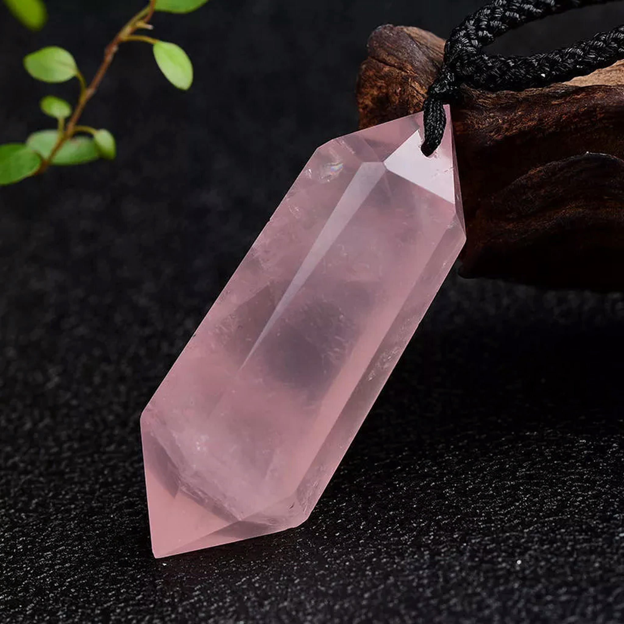 GKNET Natural Pink Rose Gem Stone Quartz Crystal Pendant Chakra Healing ...