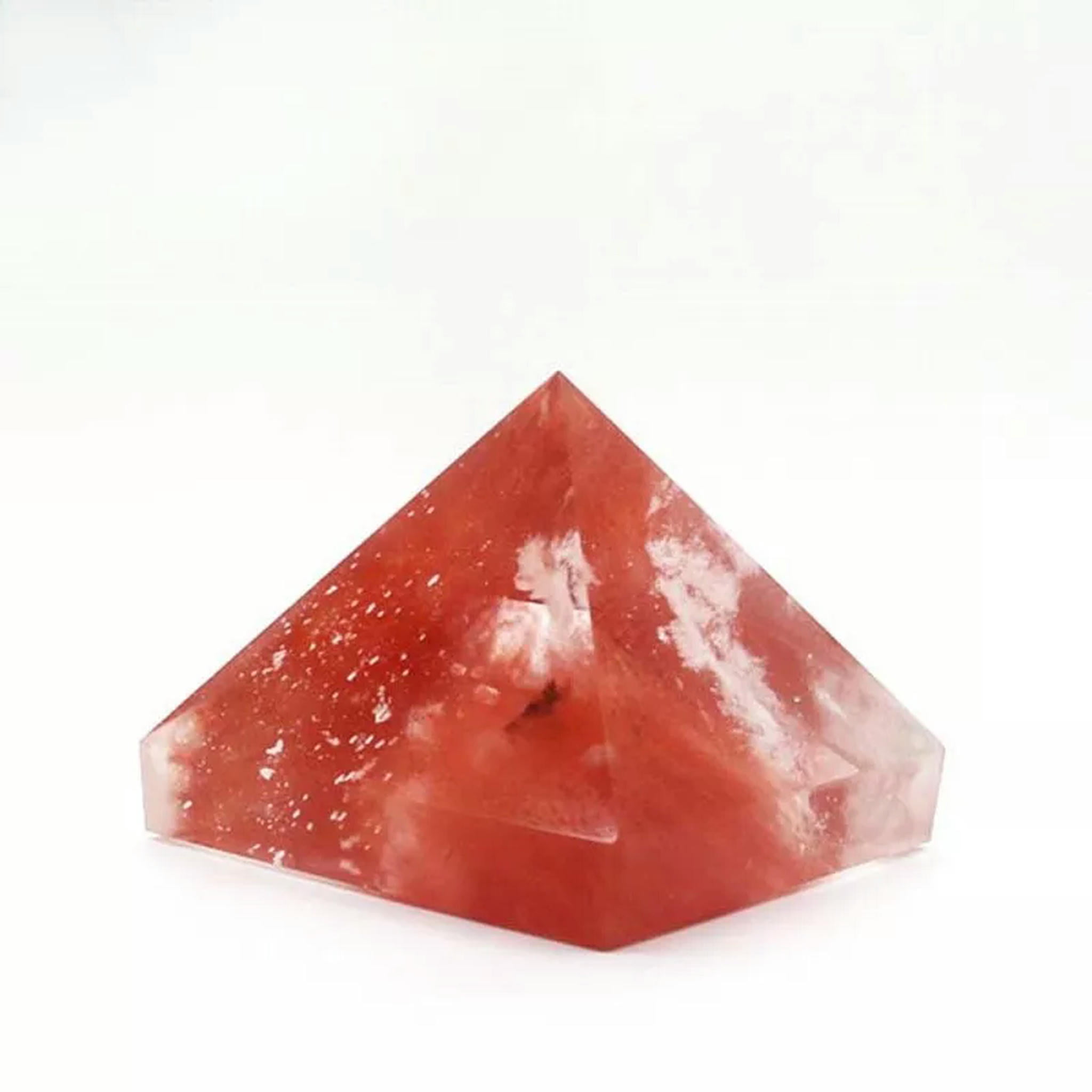 GKNET Natural Quartz Red Smelting Stone Pyramid Crystal Healing Rock ...