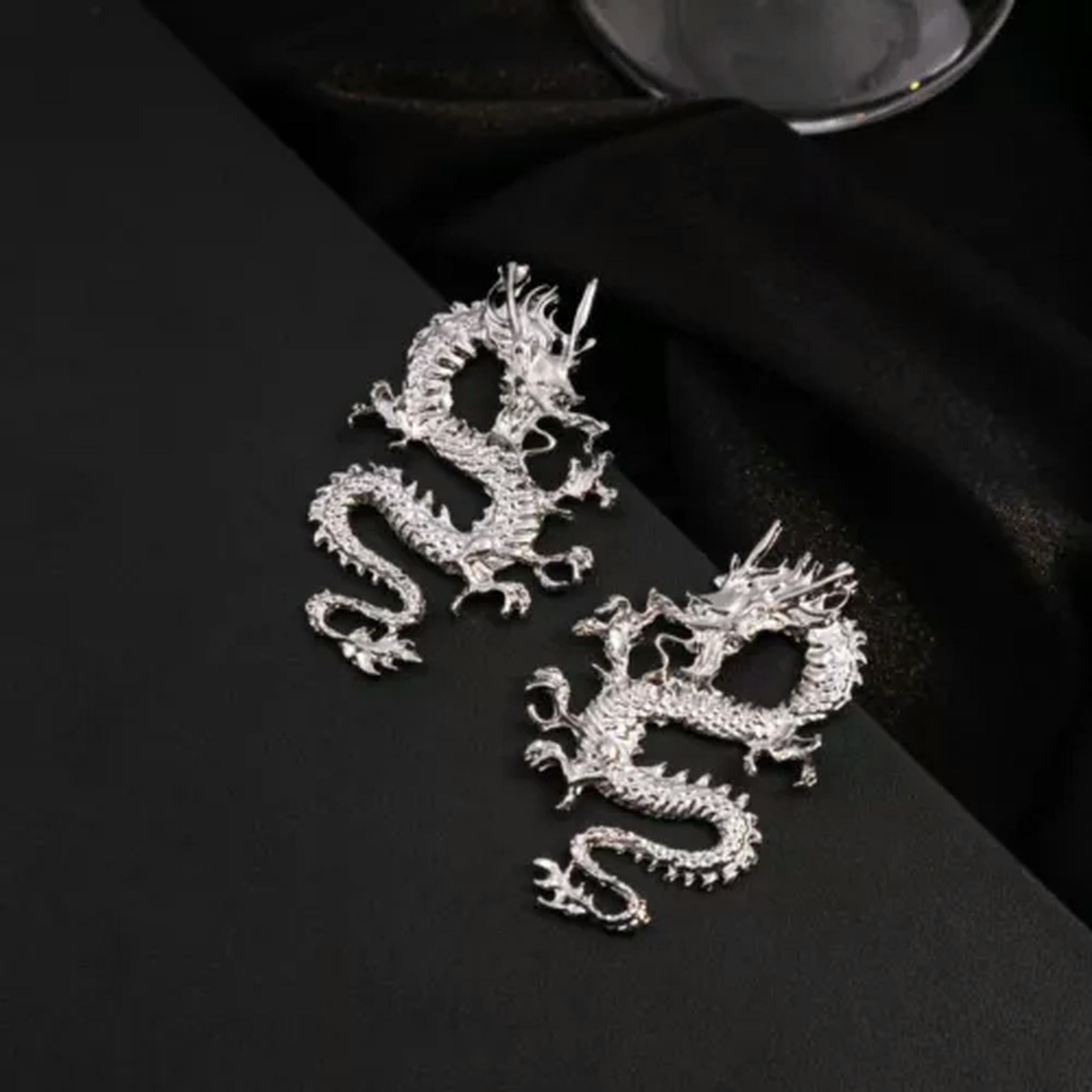 GKNET New Year Retro 18K Gold Plated Dragon Ear Stud Earrings Dangle ...