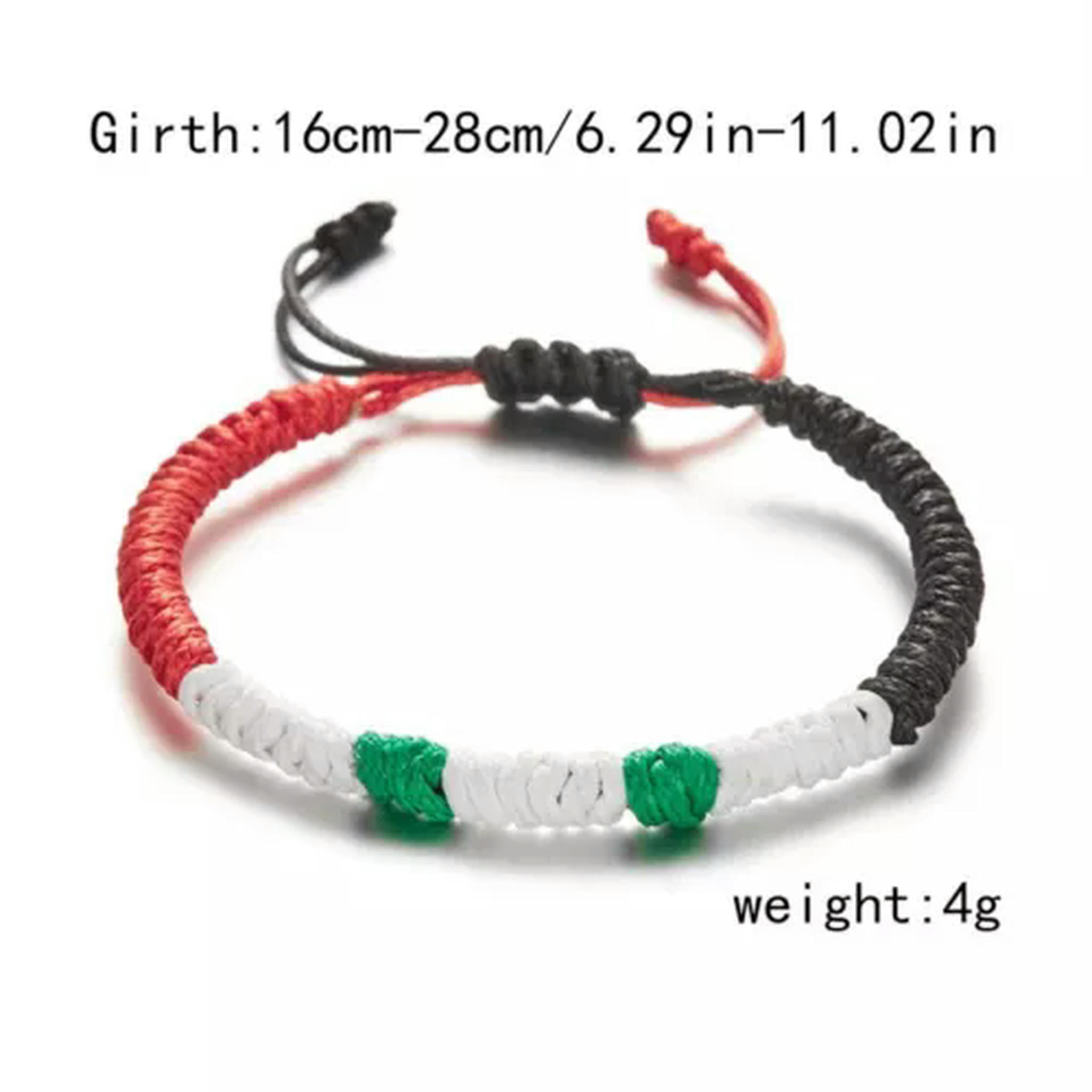 GKNET Palestine Israel Flag Bracelet Green Black Blue Rope Braid Bangle ...