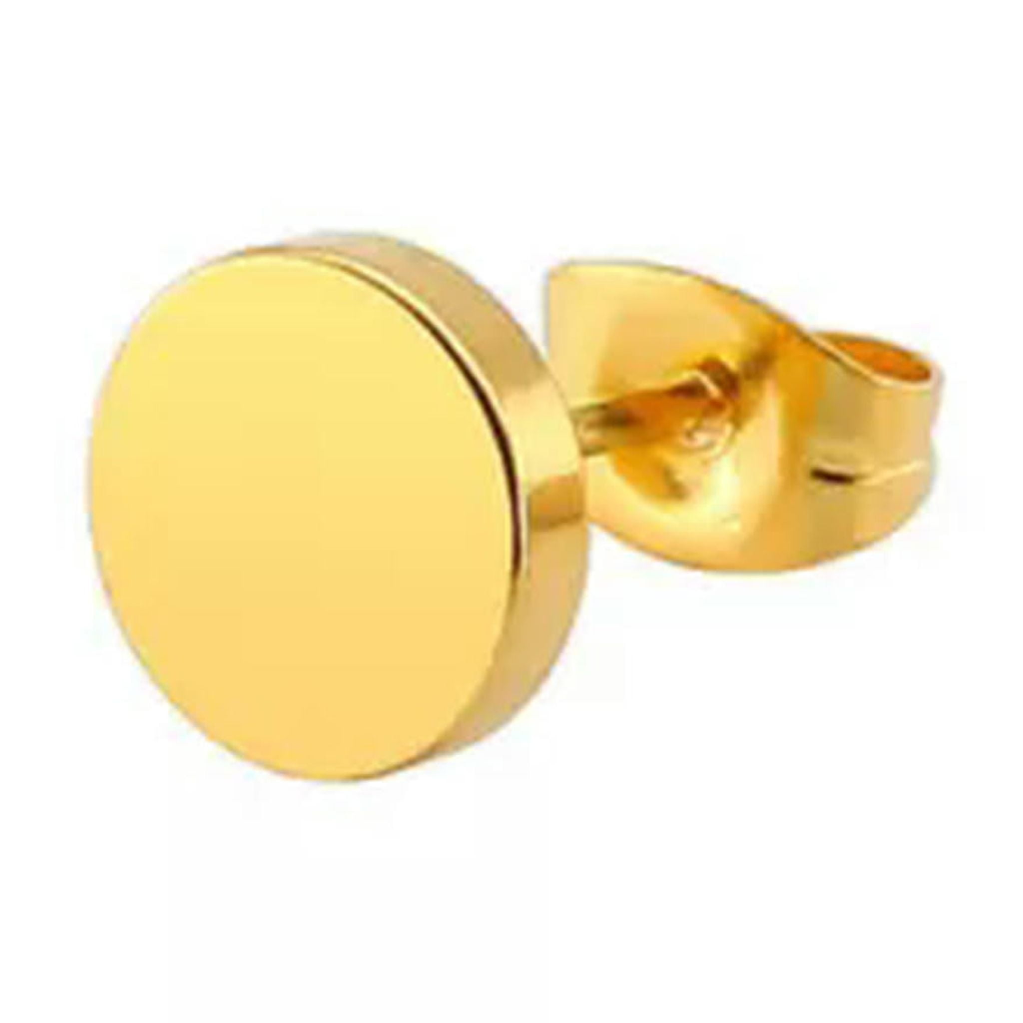 GKNET Punk Flat Round Barbell Stud Earrings Titanium Stainless Steel ...