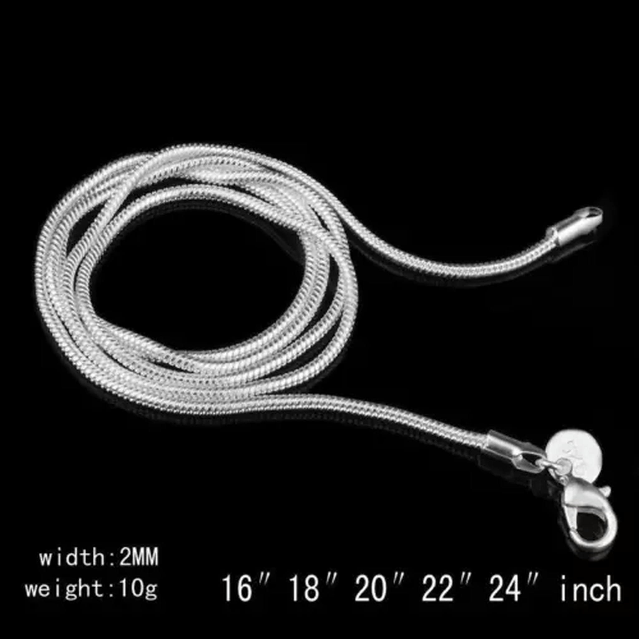 GKNET Real Solid Silver Necklace 1/2/6mm Snake Chain Thin 14-26" Inch ...