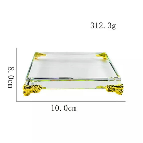 GKNET Rectangle Crystal Glass Cube Base Decorations Craft Base Feng ...
