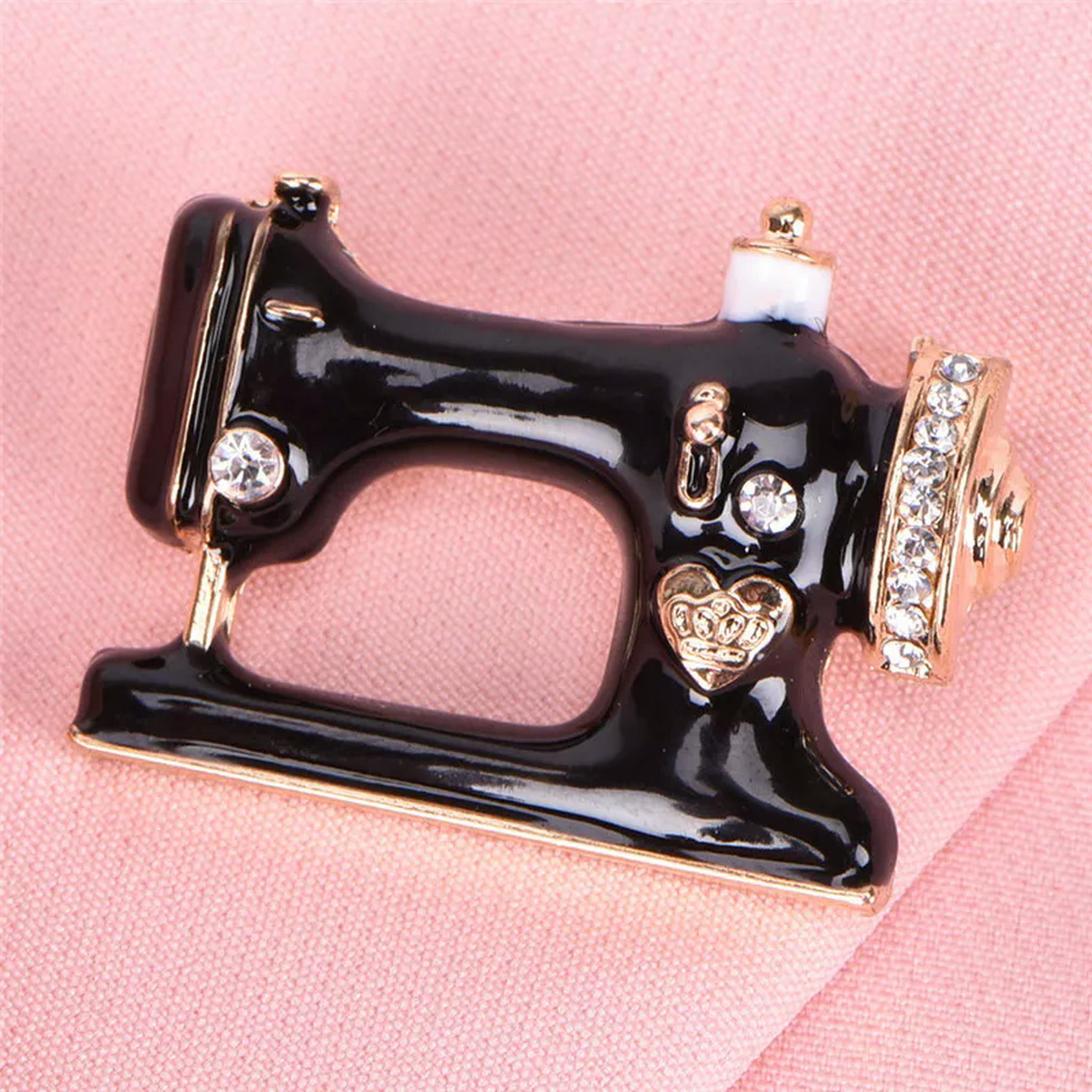 GKNET Sewing Machine Brooch Pin Black Enamel Brooch Collar Scarf ...