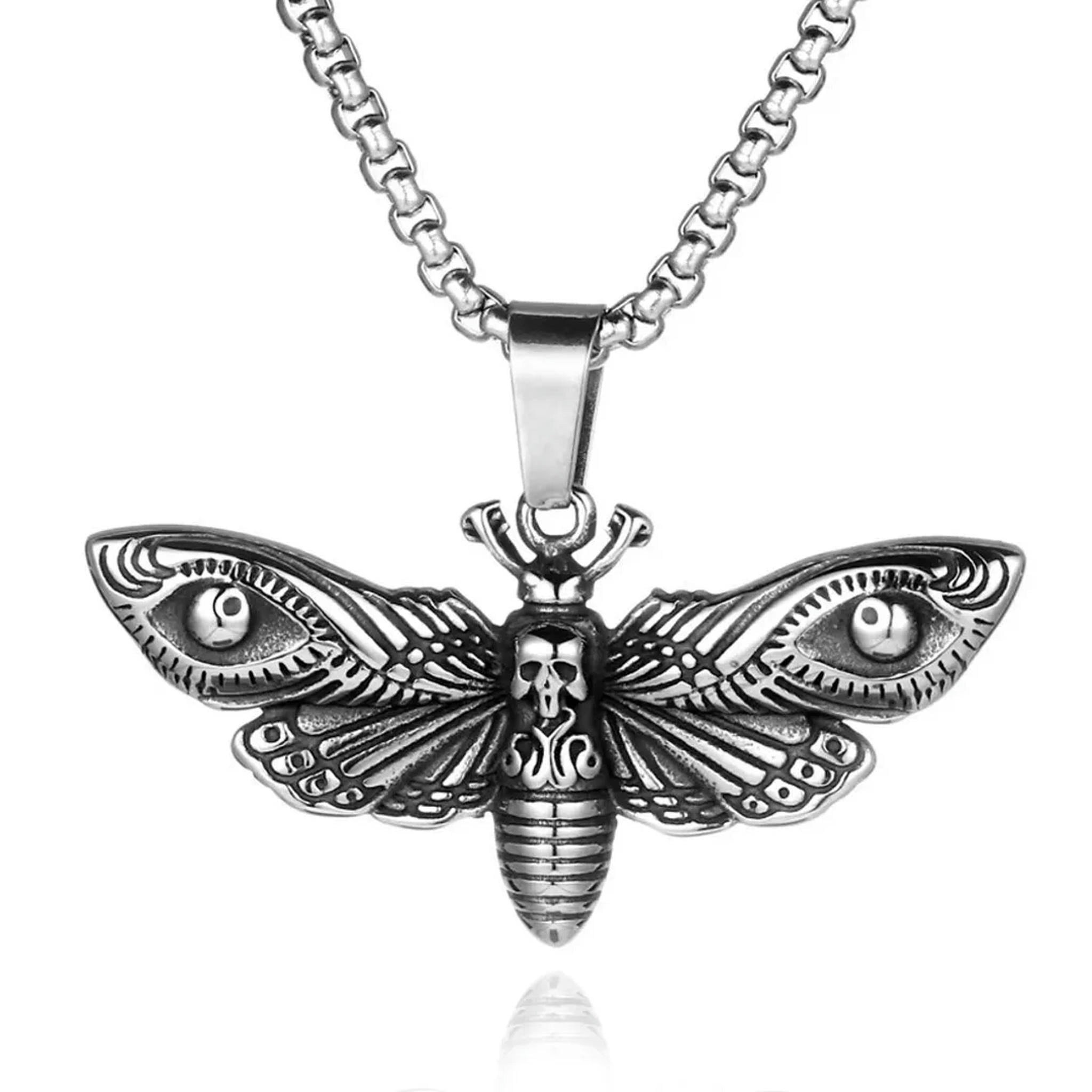 GKNET Skull and Dead Moth Head Insect Delicate Jewelry Butterfly Pendant Necklace Chain 24 ...