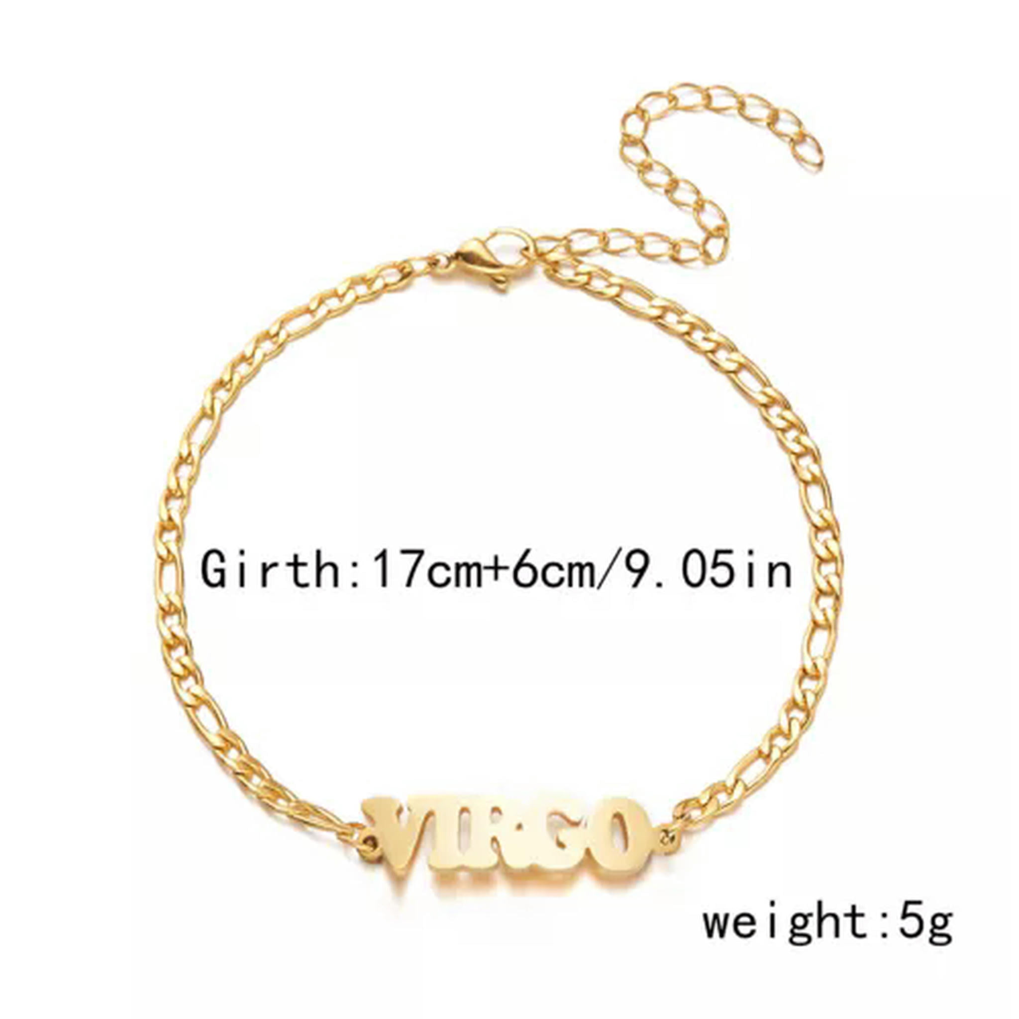 GKNET Stainless Steel 12 Zodiac Constellation Sign Gold Chain Bracelet ...
